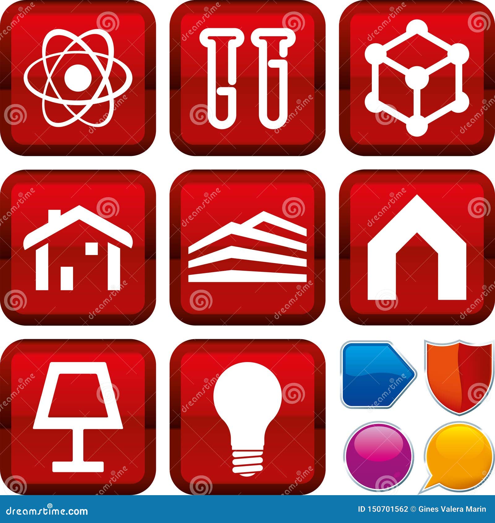 Set of Technical Icons on Square Buttons. Geometric Style Stock Vector ...