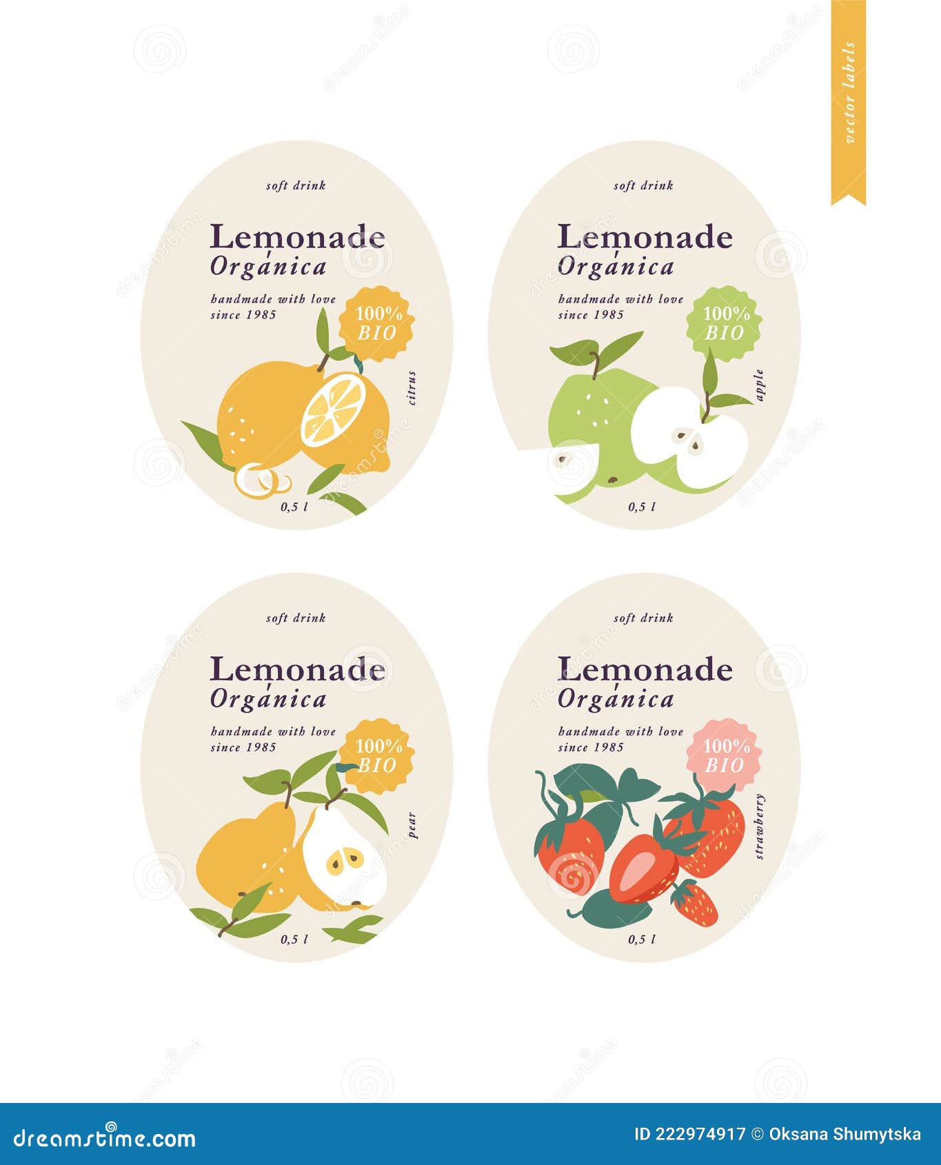 Vector Illustration Set Template Labels For Packaging Lemonade ...