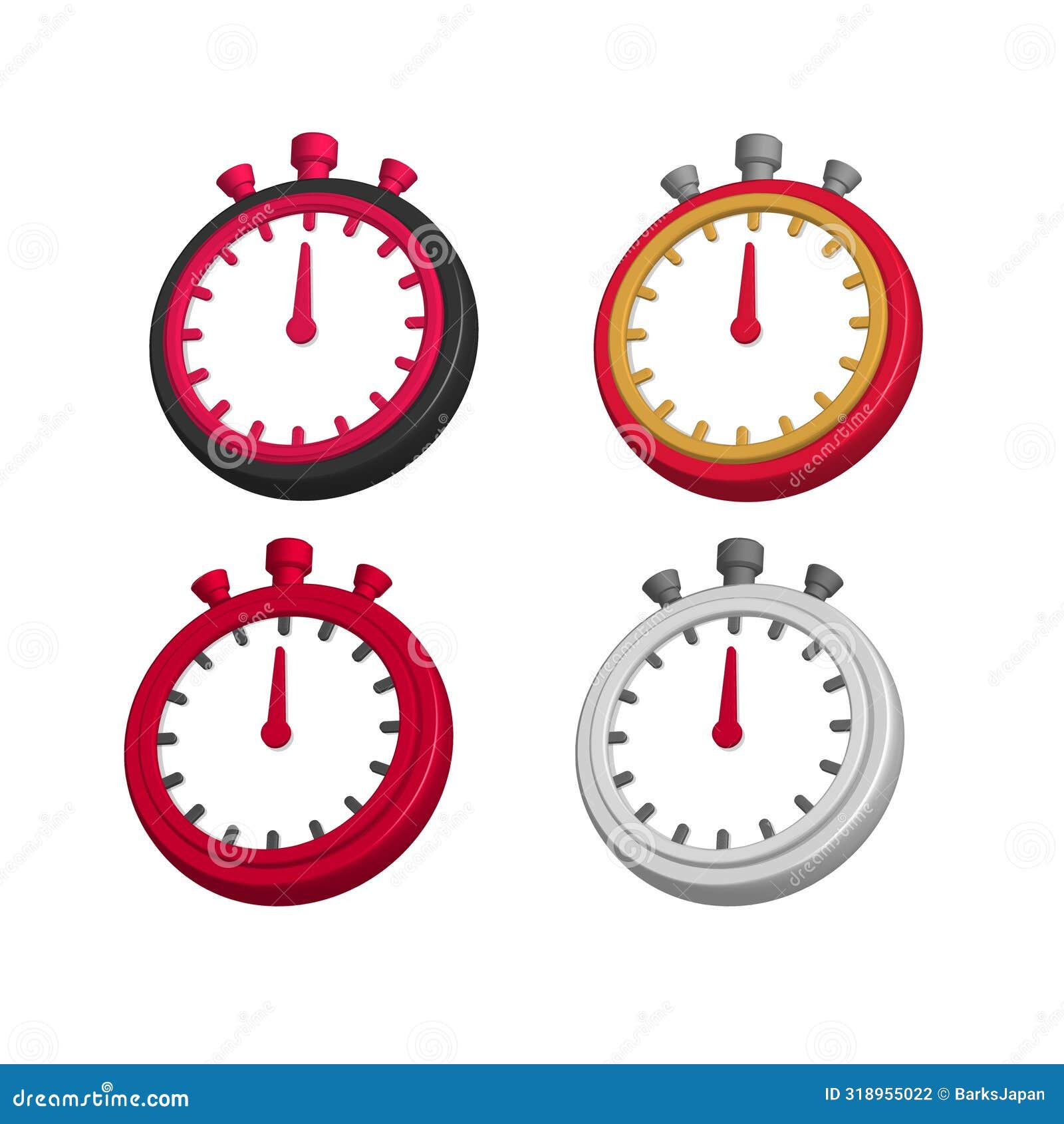 Vector Illustration Set of Timer, Stopwatch (3D Stock Vector ...