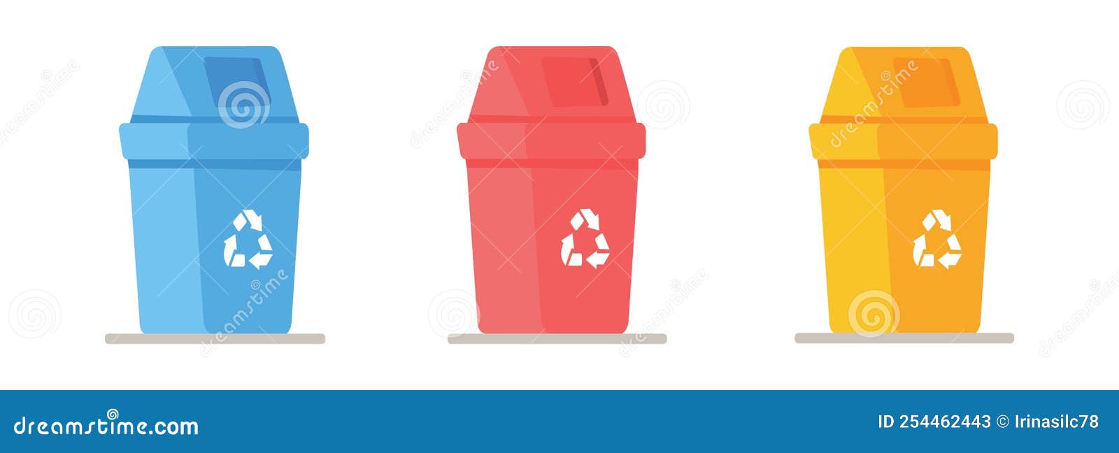 Vector Illustration of a Set of Trash Cans Stock Vector - Illustration ...