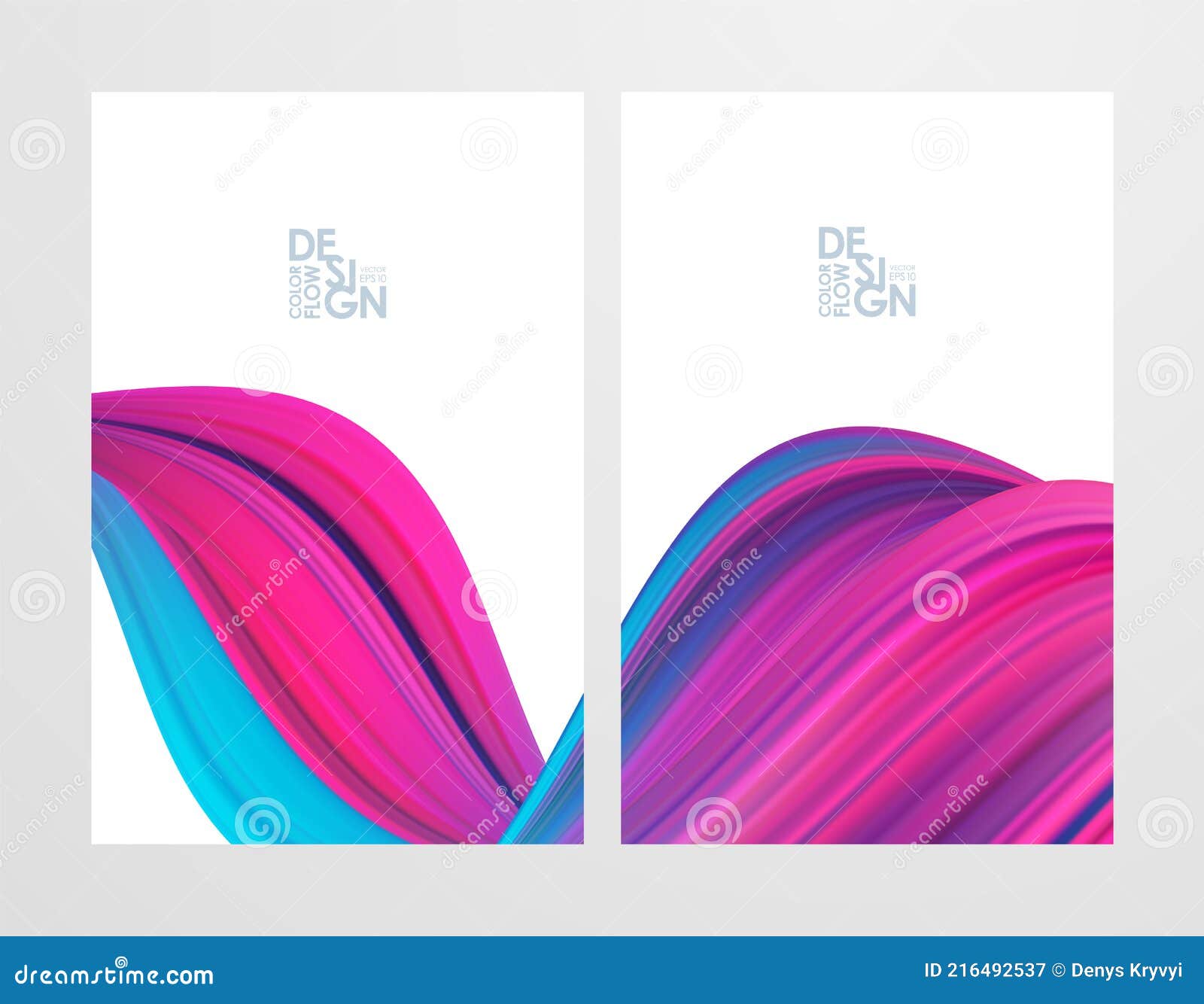 Vector Illustration: Set of Two Pink Color Flow Poster Backgrounds ...