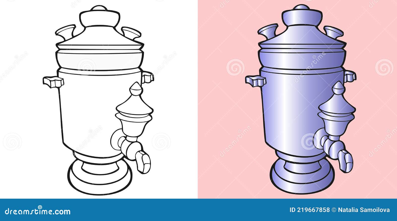 Set of two samovars stock vector. Illustration of food - 219667858