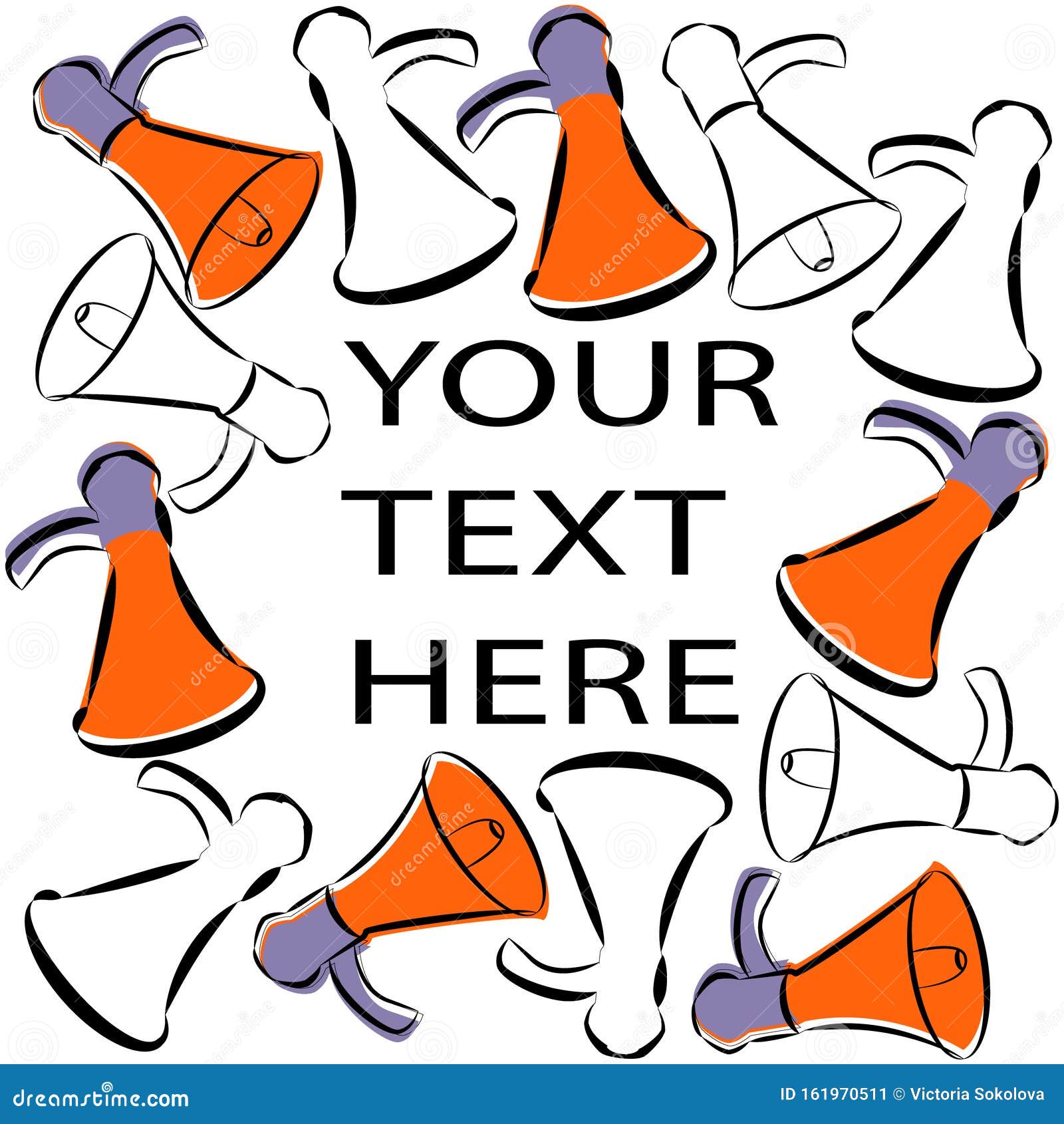 Vector Illustration with Set of Various Megaphones Decorated in Form of ...