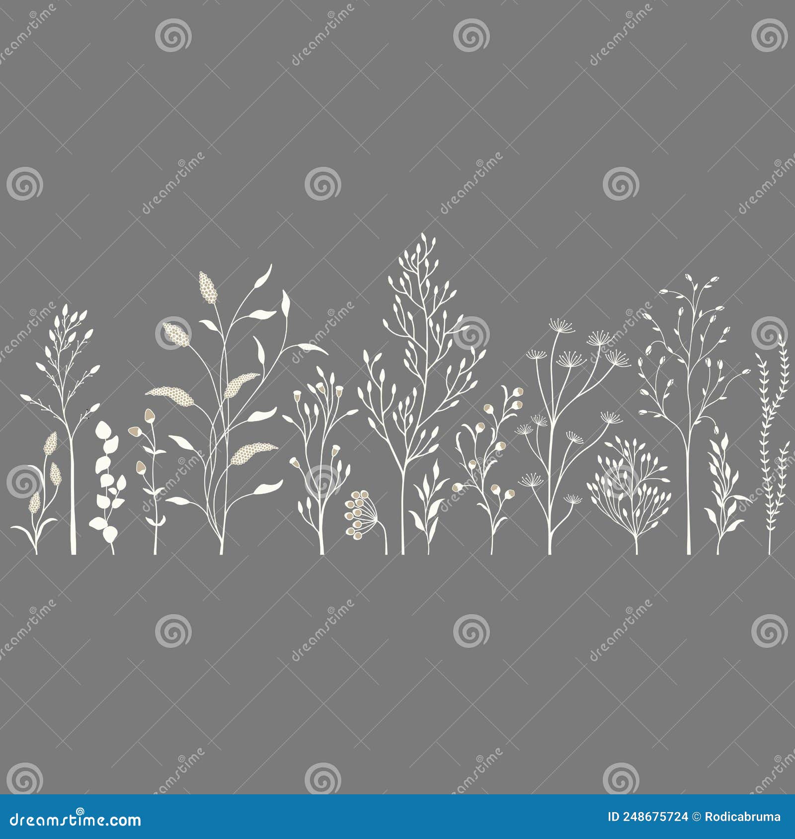 Vector Illustration with Set of Wild Plants Stock Vector - Illustration ...