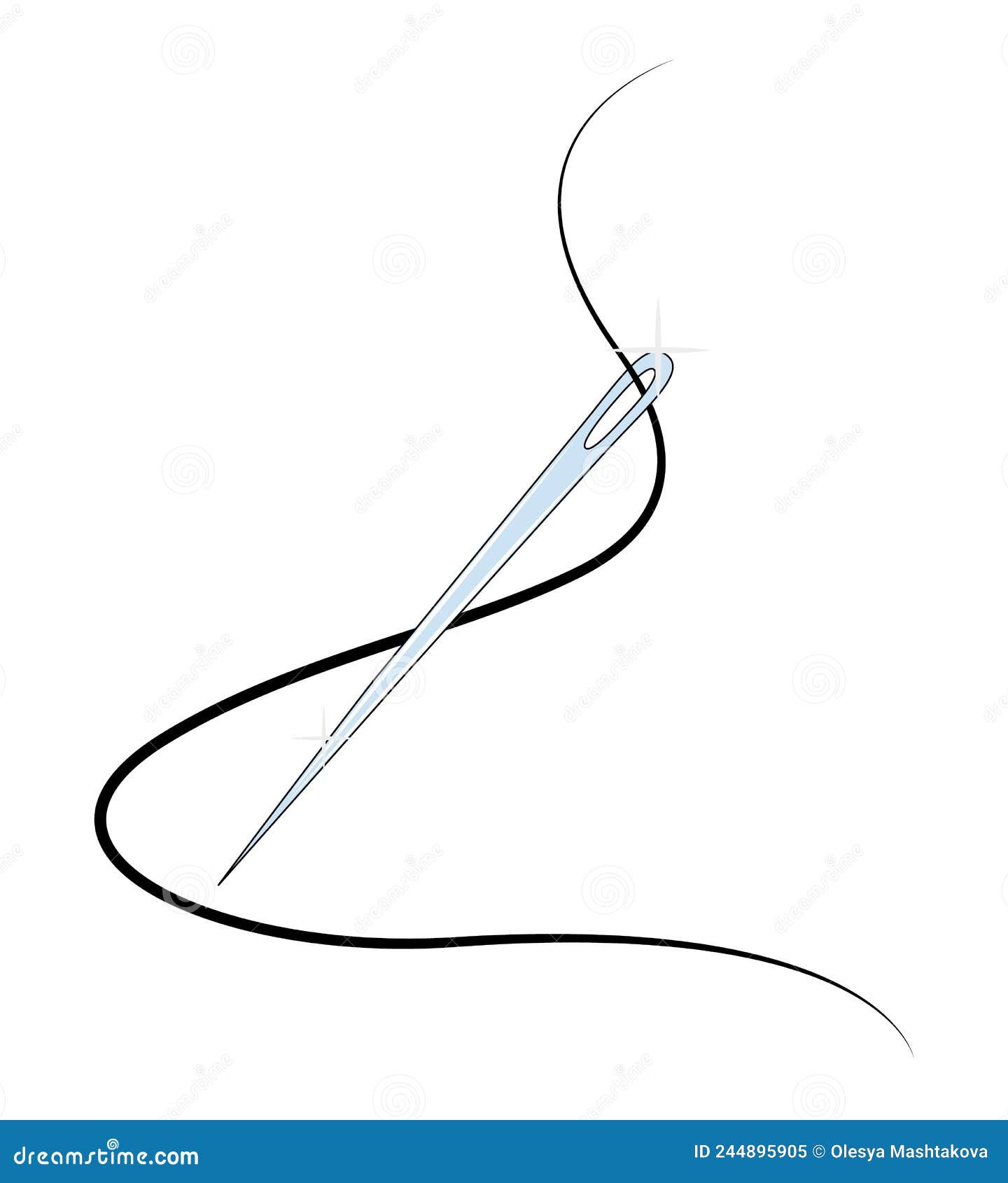 Vector Illustration of Sewing Needle and Thread. Clipart Stock Vector ...