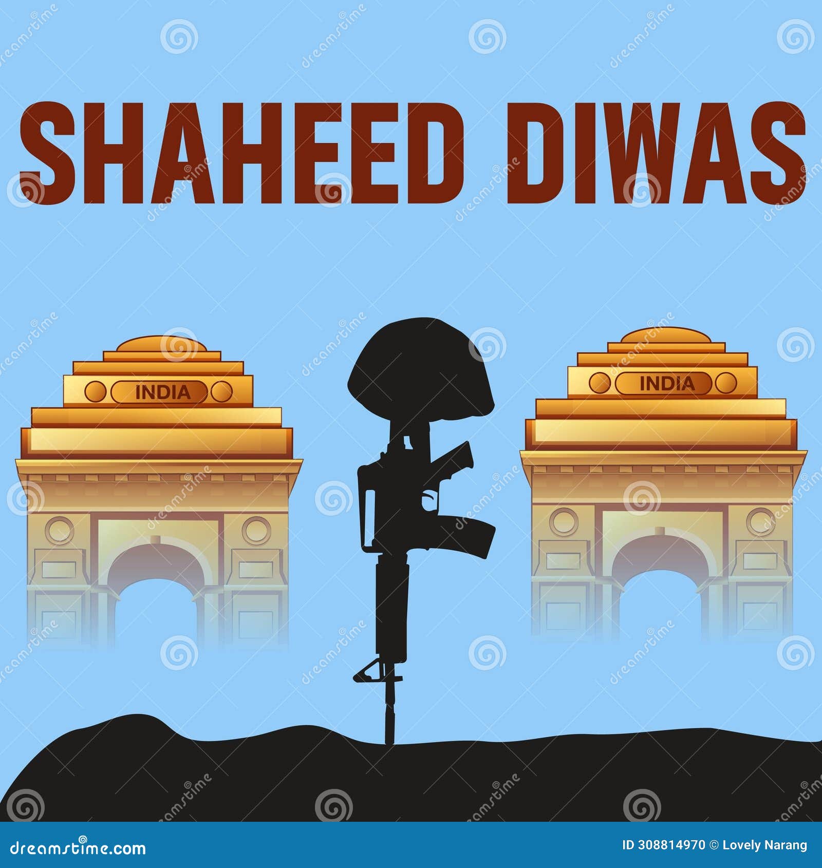 Shaheed Diwas Commemoration Day Martyrs Vector Illustration ...