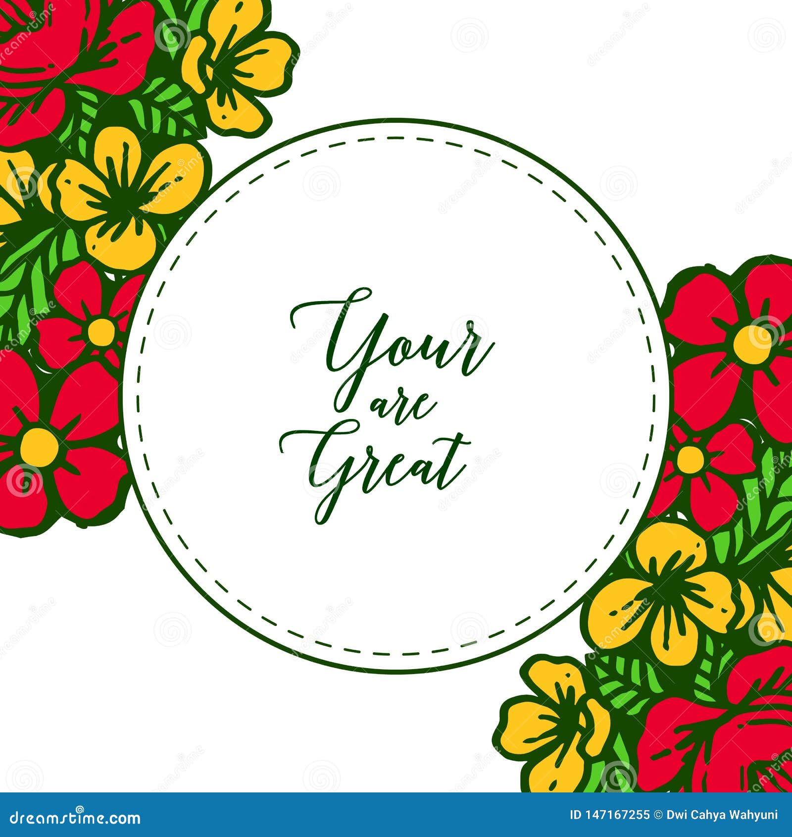 Vector Illustration Shape Card Your are Great with Colorful Floral ...