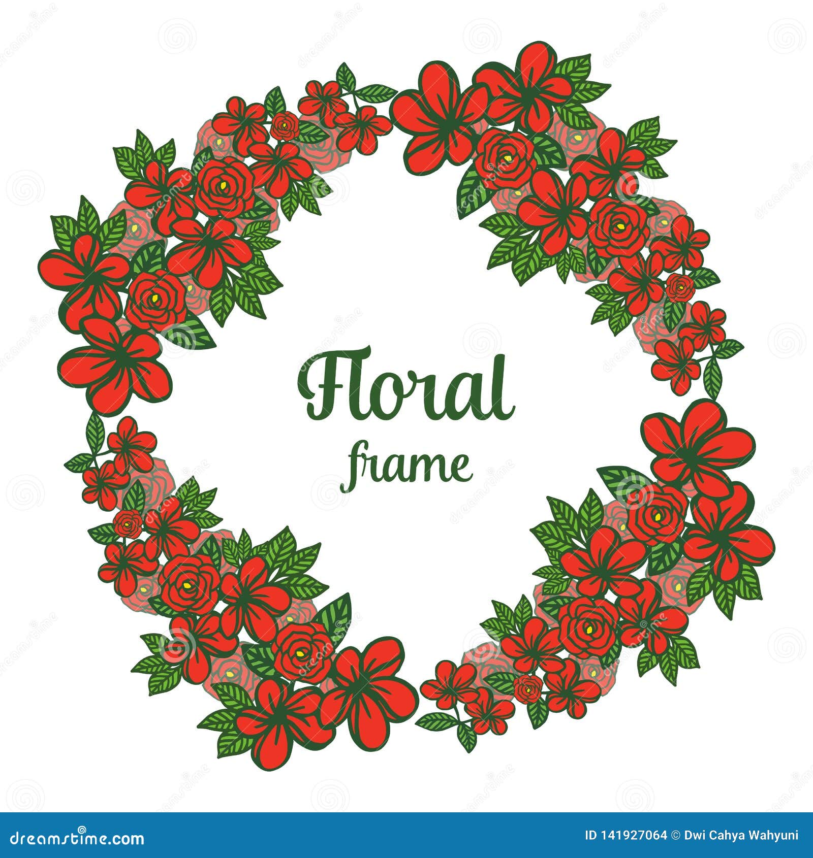 Vector Illustration Shape Design Red Floral Frame Stock Vector ...