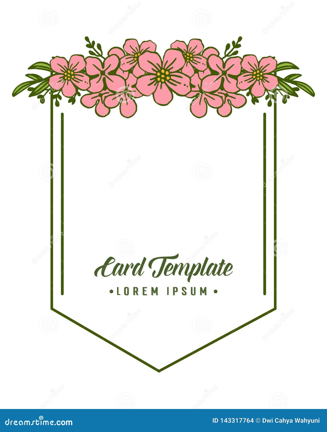 Vector Illustration Shape Pink Flower Frame with Card Template Design ...