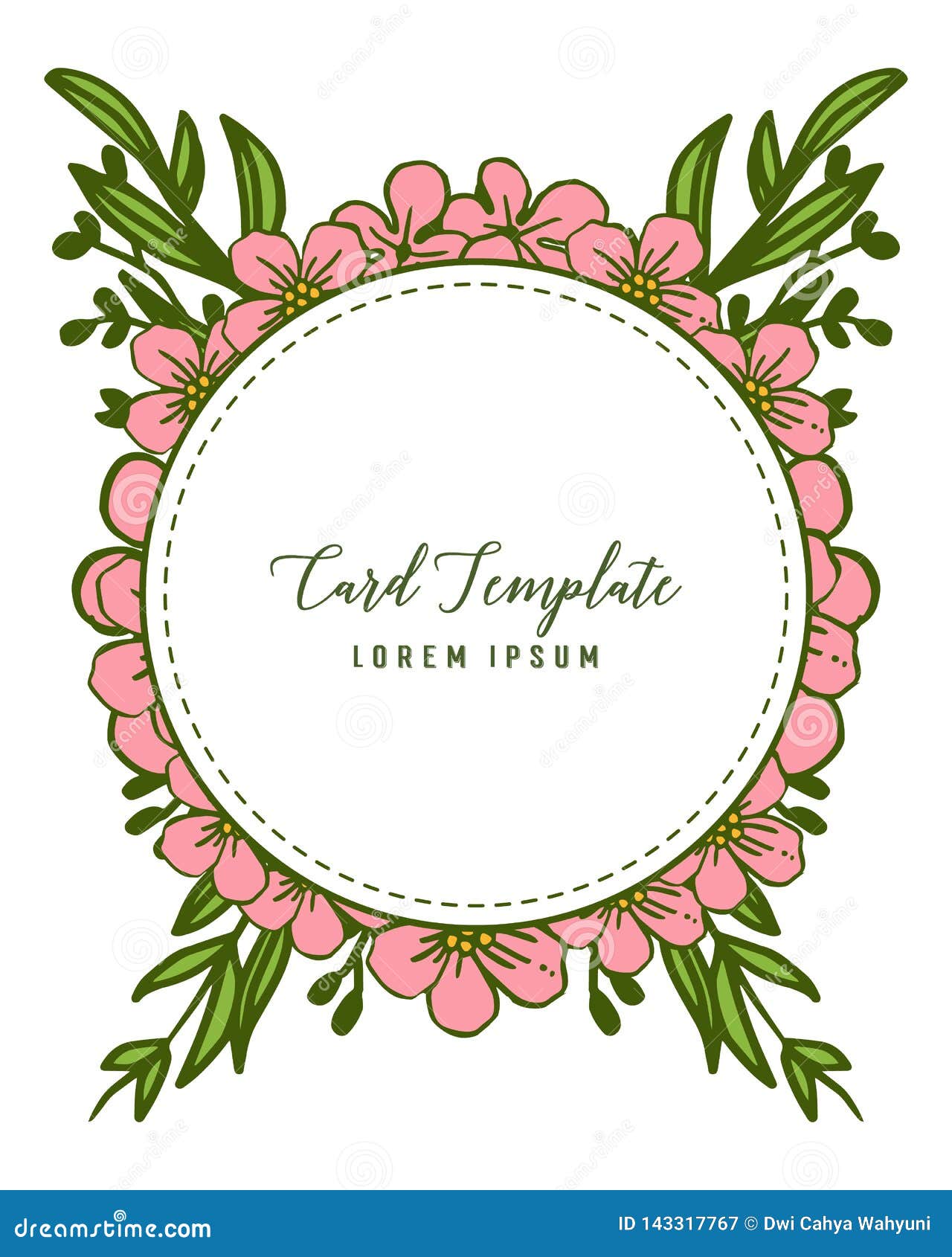 Vector Illustration Shape Pink Flower Frame with Card Template Design ...