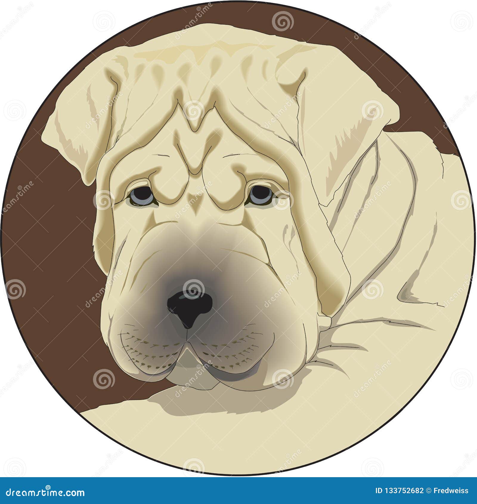 Shar Pei Illustration stock vector. Illustration of mammals - 133752682