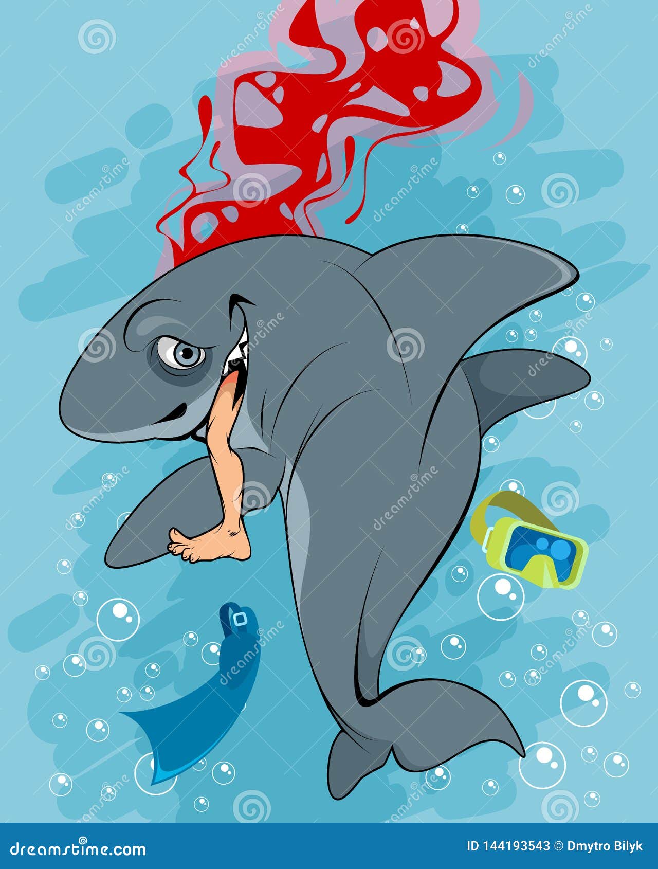 Shark devouring a man stock vector. Illustration of jaws - 144193543