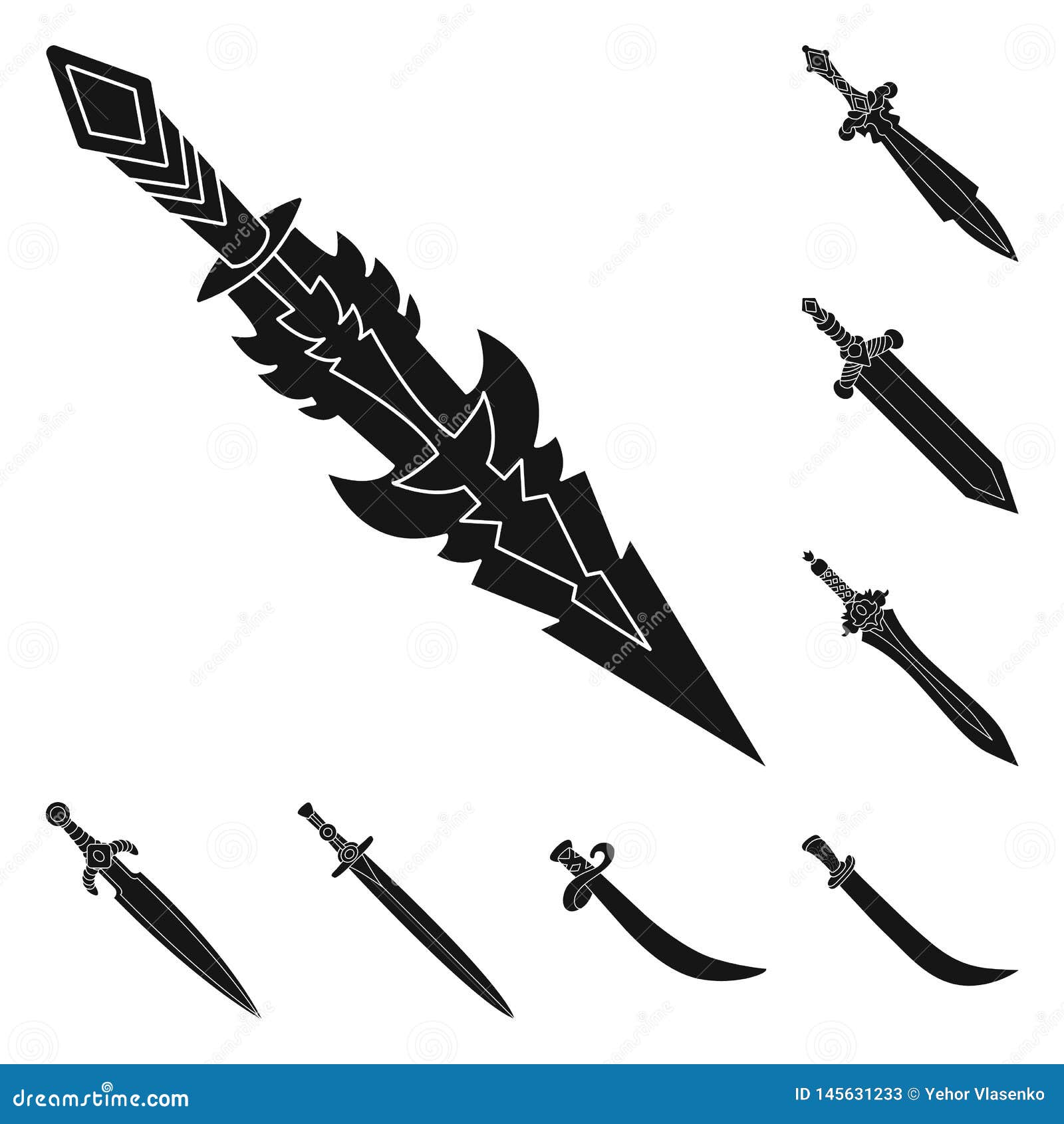 Vector Illustration of Sharp and Blade Logo. Set of Sharp and Dagger ...