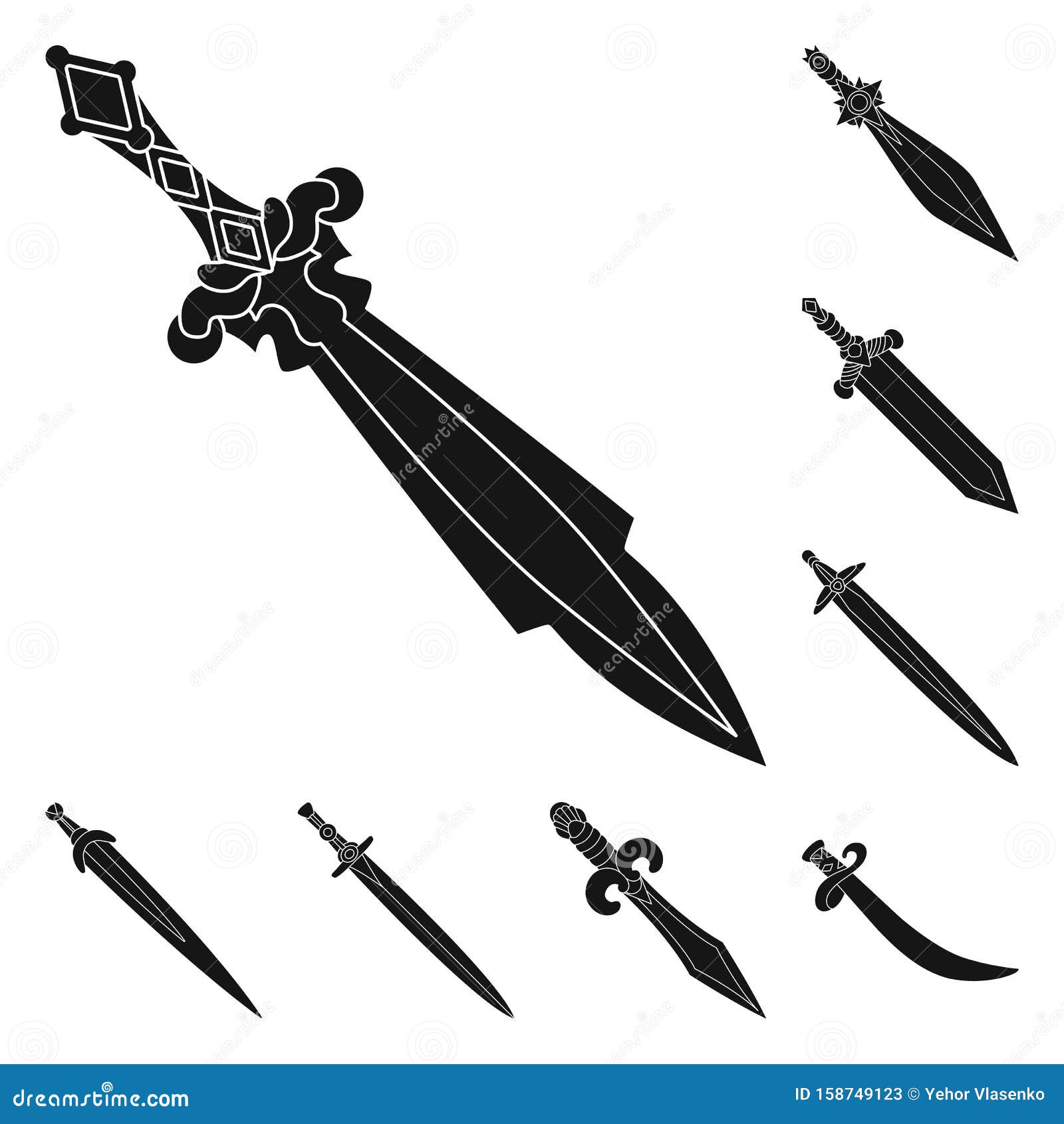 Vector Design of Sharp and Blade Icon. Set of Sharp and Dagger Stock ...