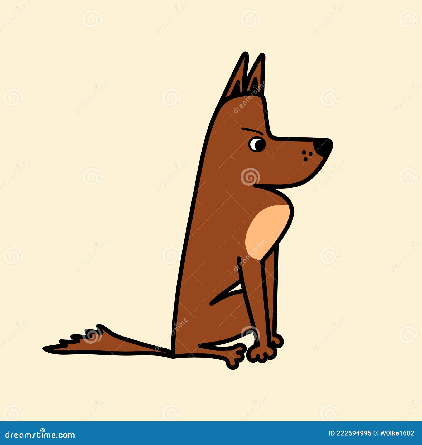 Vector Illustration with a Sharp Serious Shepherd Dog in a Cartoon ...
