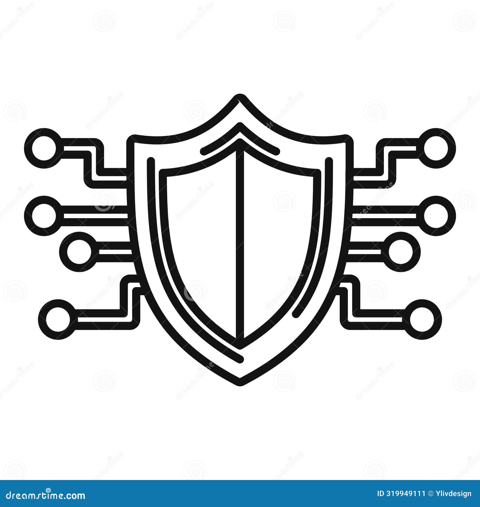 Vector Illustration of a Shield Infused with Digital Circuit Lines ...