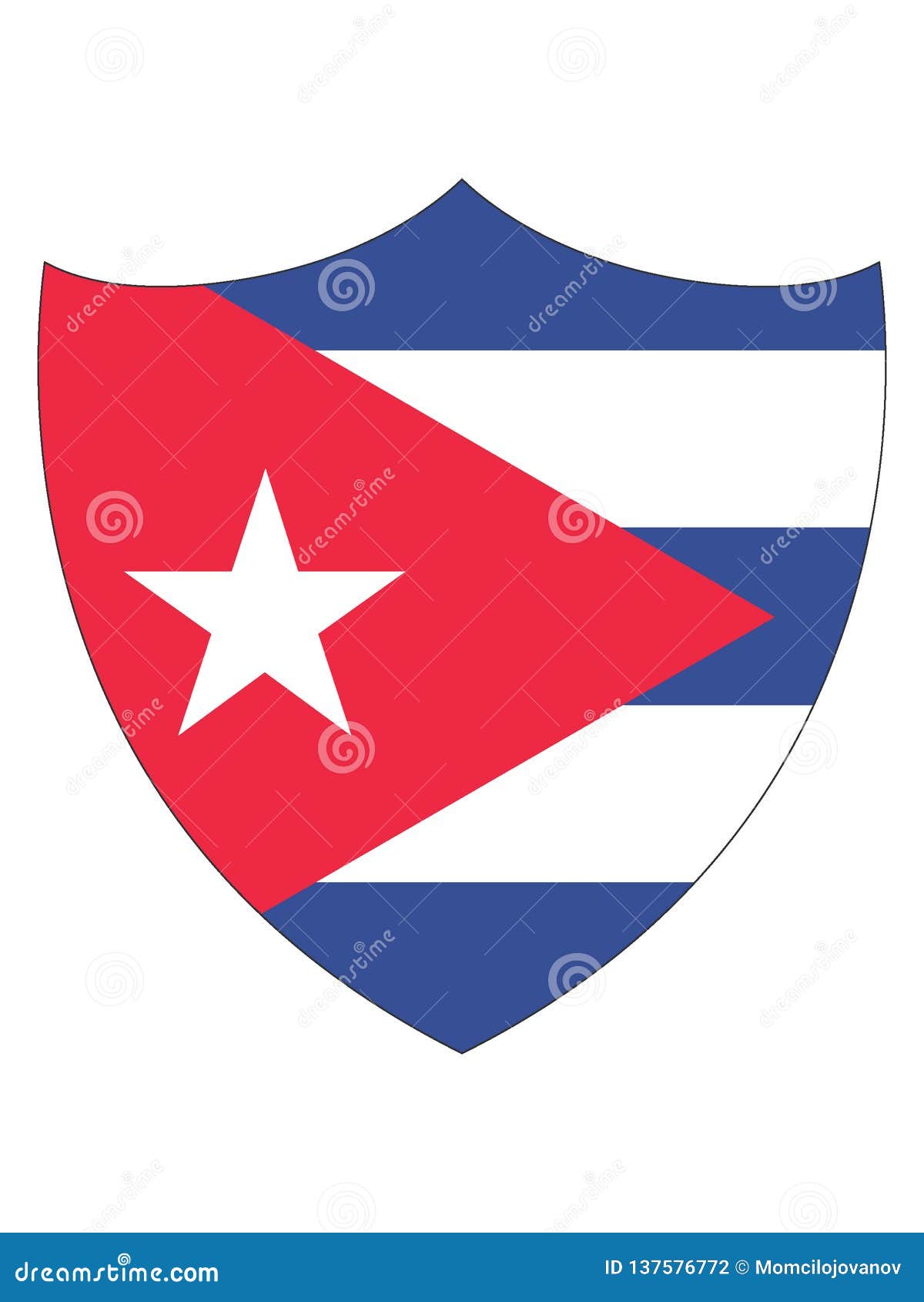 Shield Shaped Flag of Cuba stock vector. Illustration of circle - 137576772