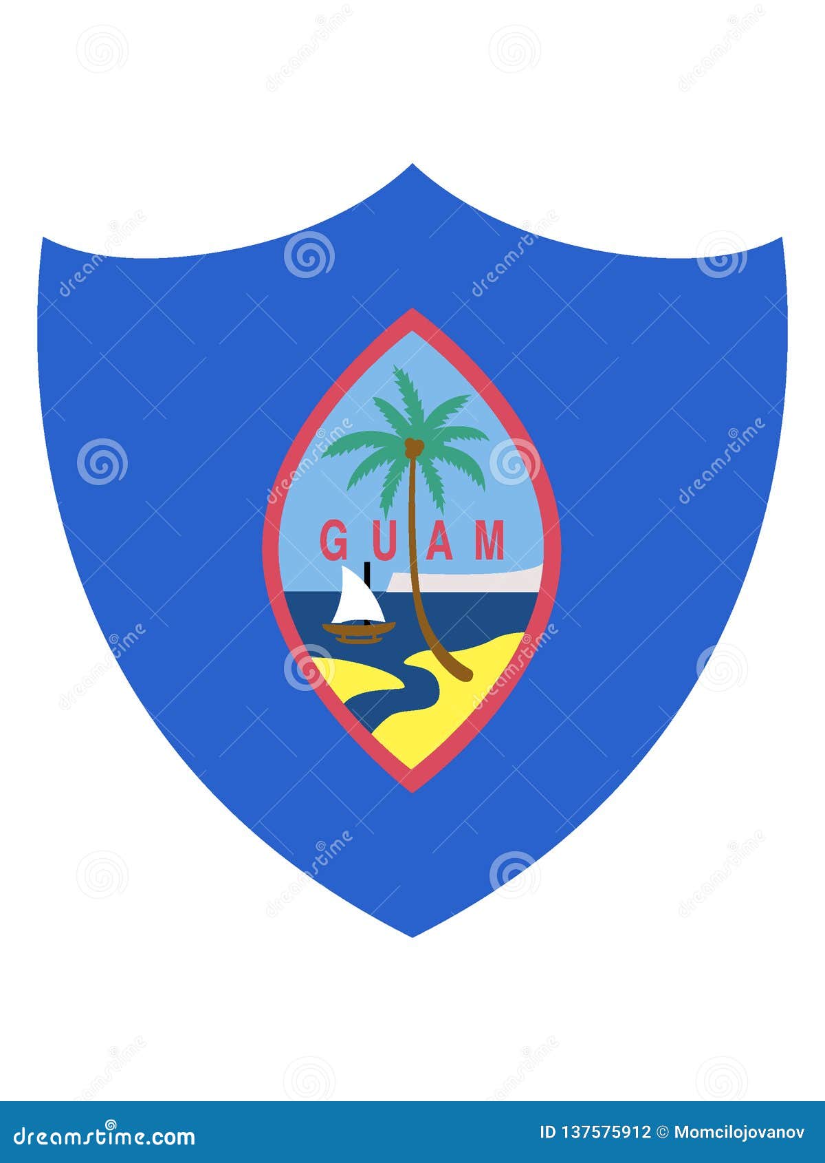 Shield Shaped Flag of Guam stock vector. Illustration of china - 137575912