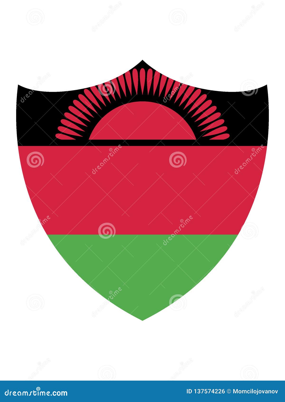 Shield Shaped Flag of Malawi Stock Vector - Illustration of albania ...