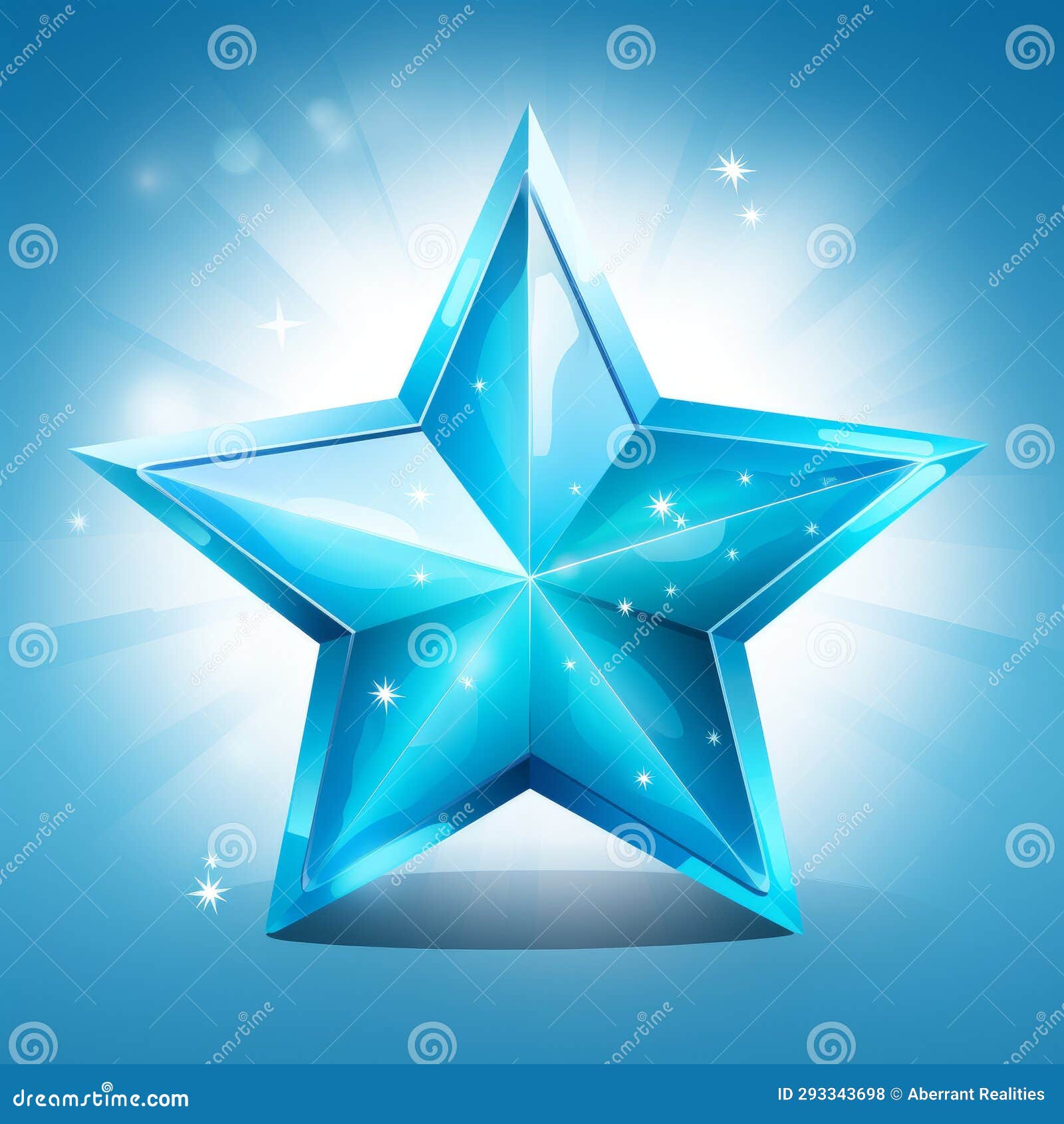 Vector Illustration of a Shiny Blue Star on a Blue Background Stock ...