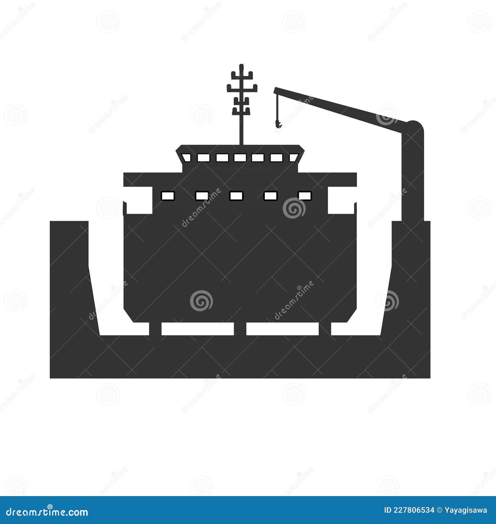 Vector Illustration of a Ship on a Floating Dock Stock Vector ...