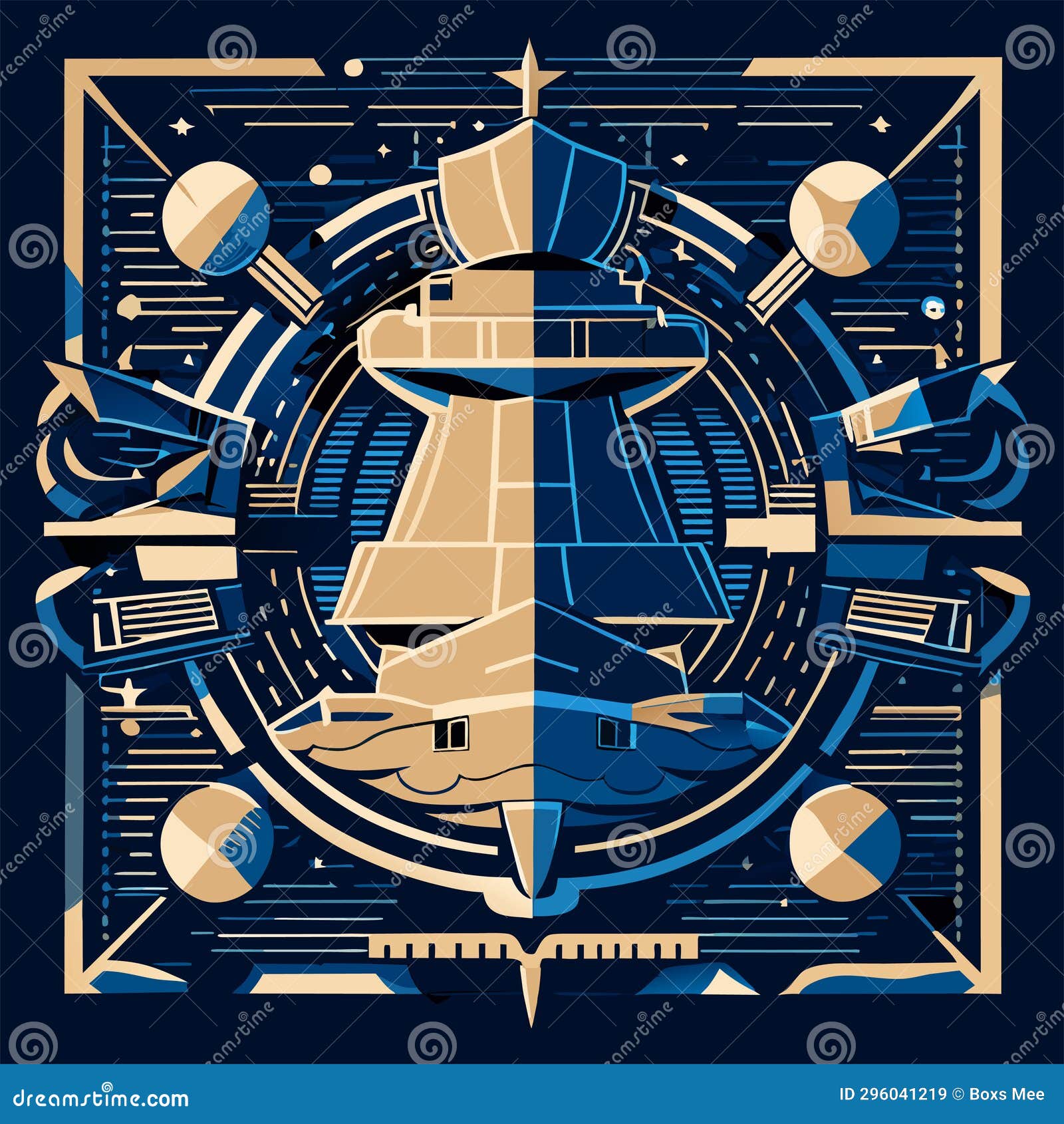 Vector Illustration of a Ship in Space. the Concept of Science Fiction ...