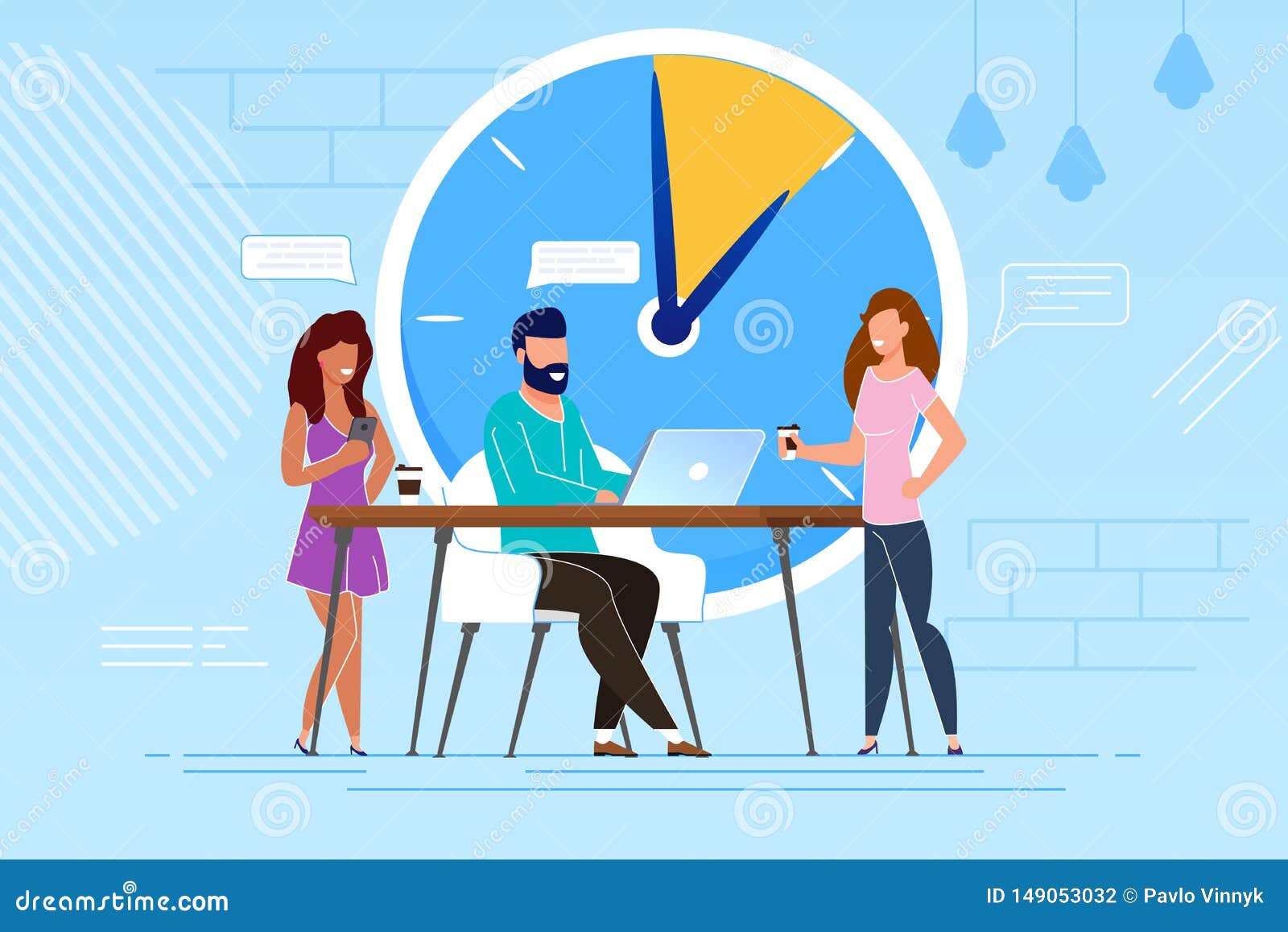 Vector Illustration Short Coffee Break Cartoon Stock Vector ...