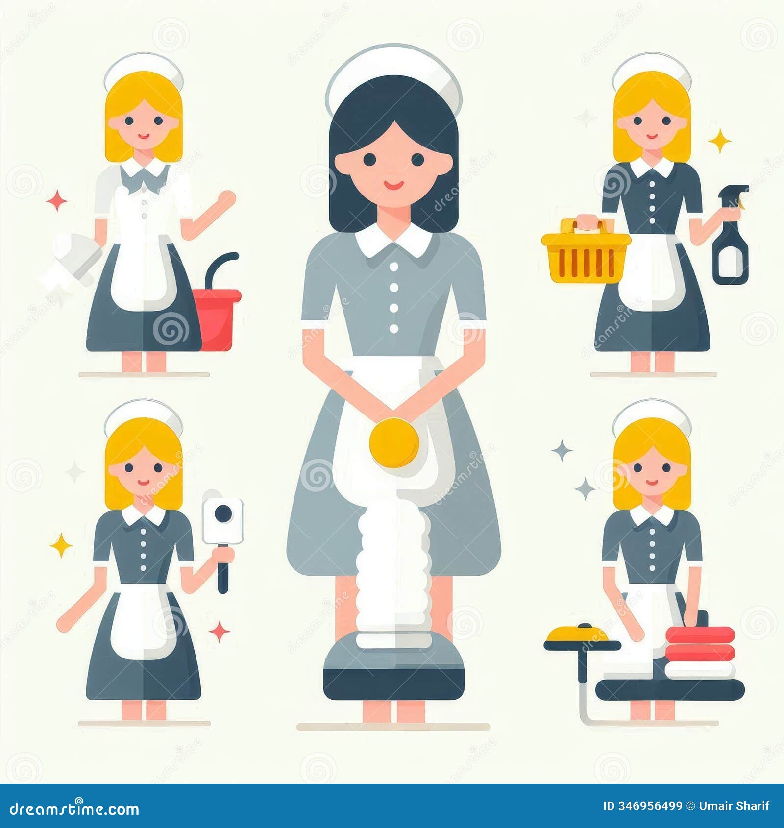 Efficient Housekeeping: a Day in the Life of a Maid Stock Illustration ...