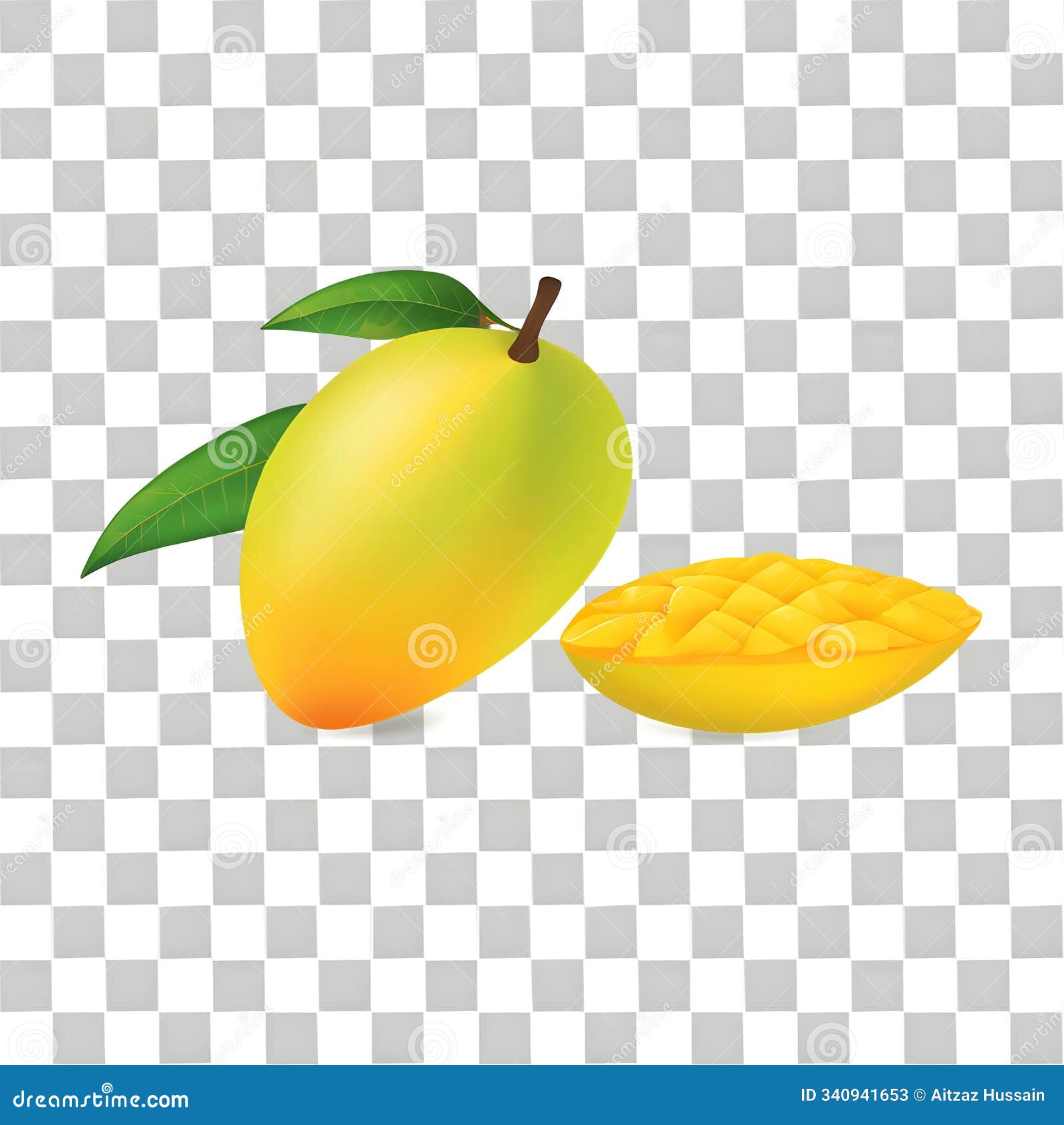 Vibrant Mango Vector Illustration with Slice and Smooth Textures Stock ...
