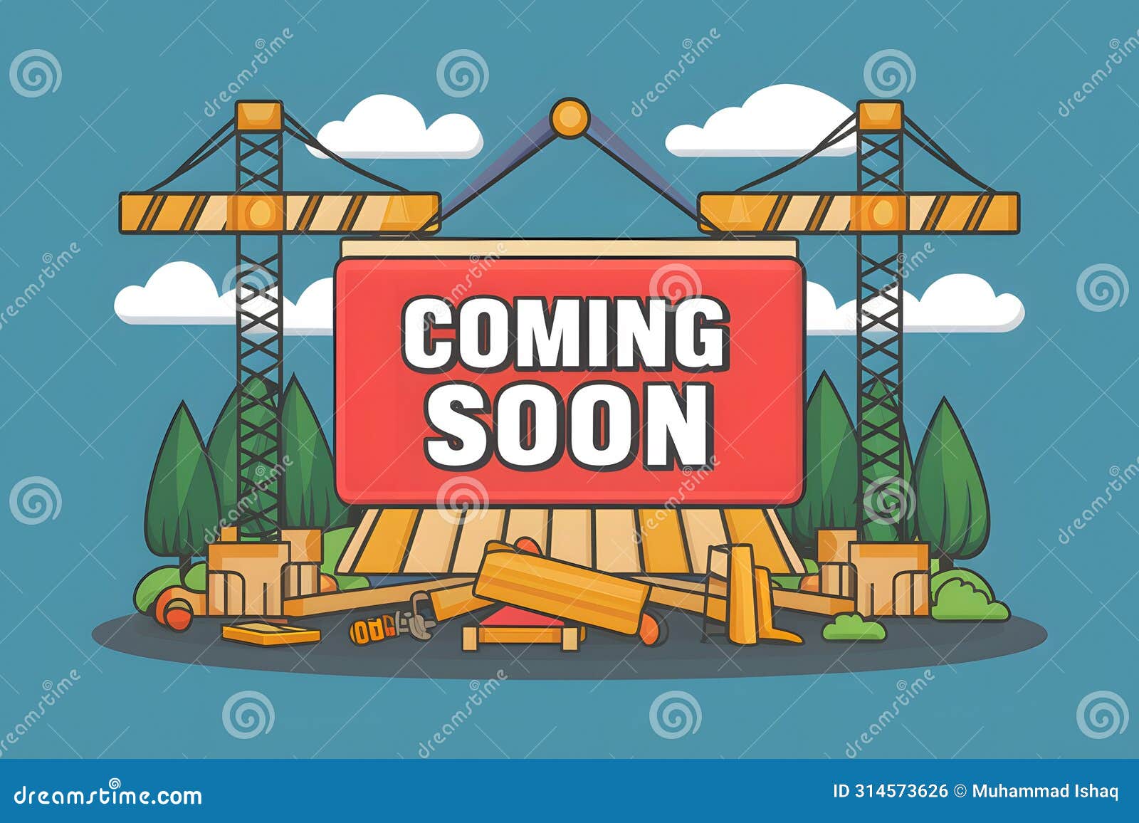 Vector Illustration Showcasing Coming Soon Under Construction Concept ...