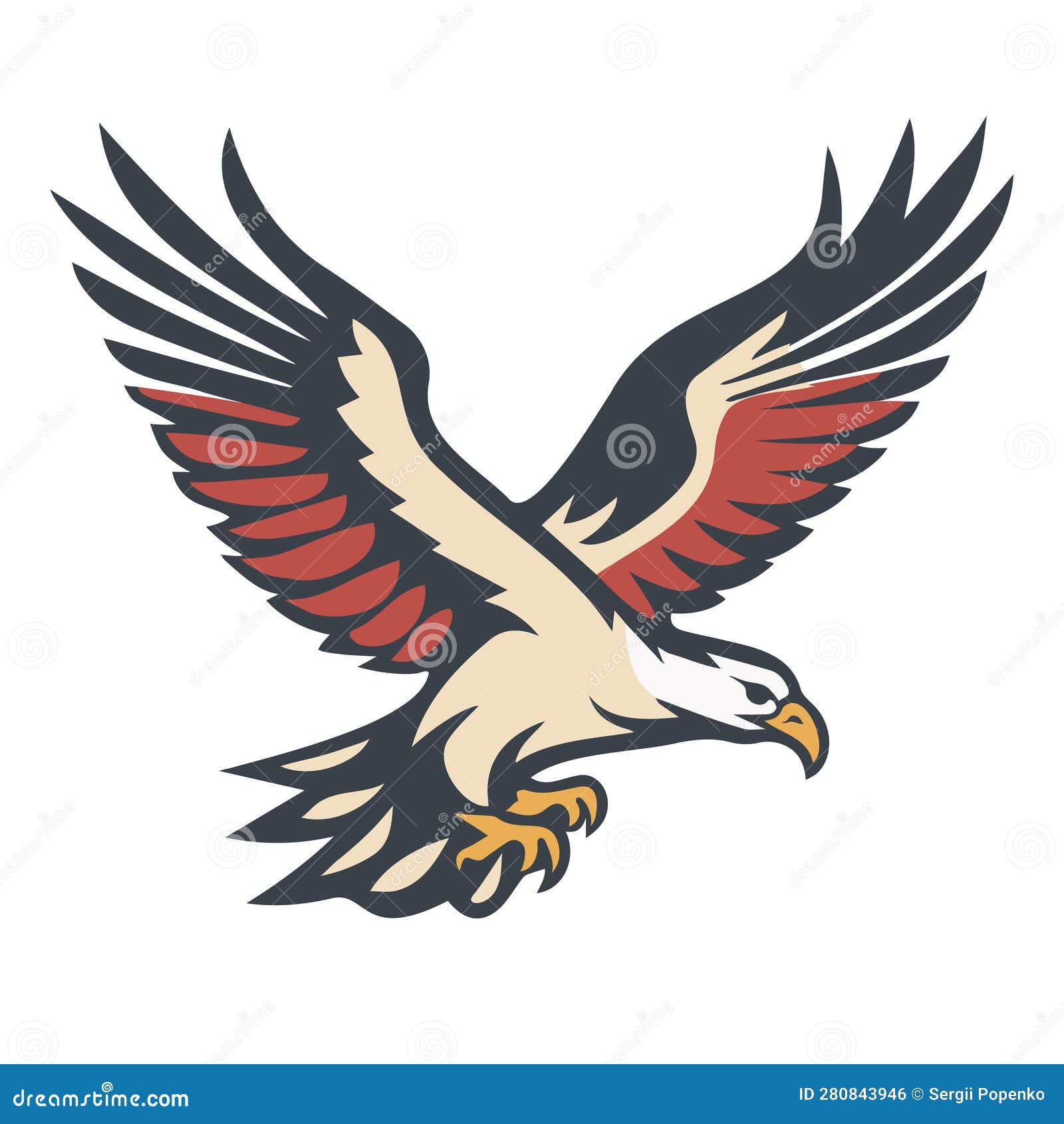 Vector Illustration Showing the Logo of a Soaring White-headed Eagle ...