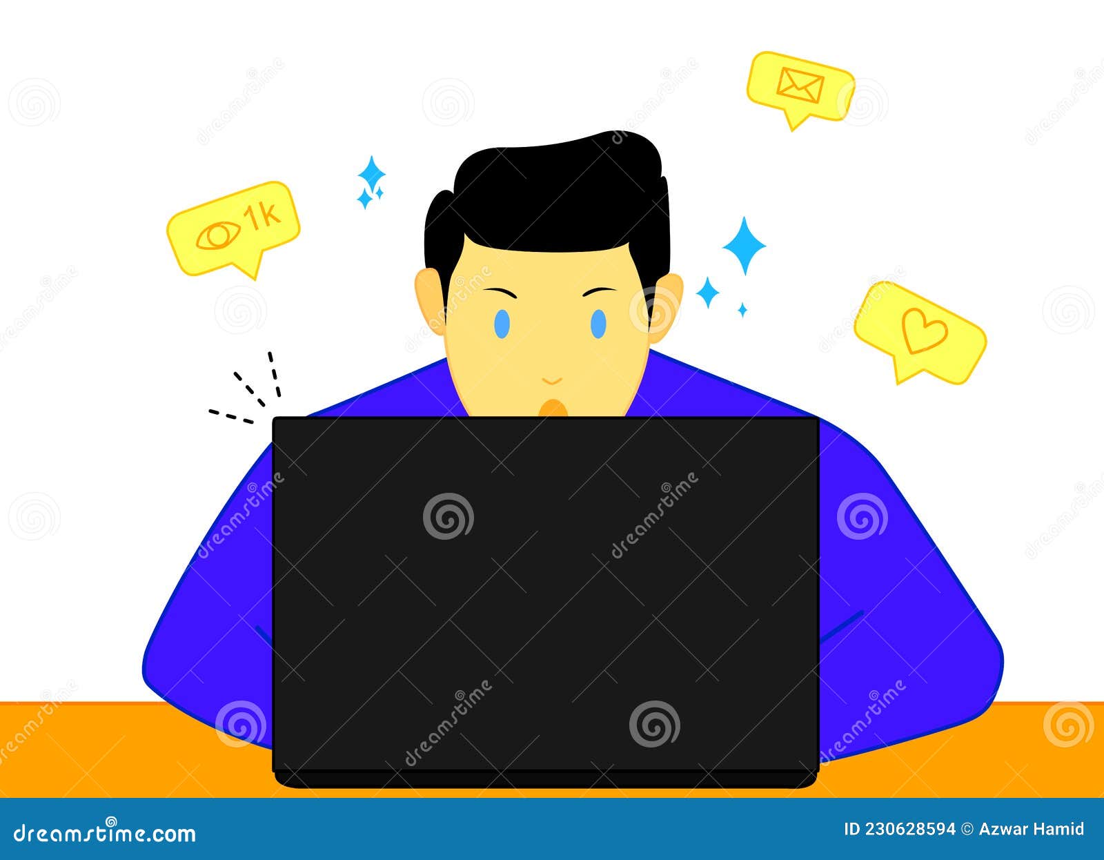 Vector Illustration Showing a Person Using a Laptop Stock Vector ...