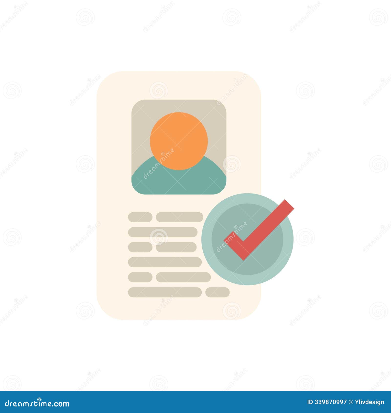 Green Check Mark Approving Candidate Profile with Photo Id Stock ...