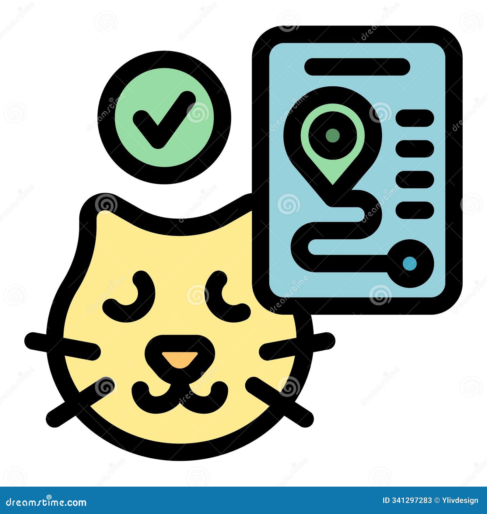 Cat Tracking App with Approved Location on Phone Screen Stock ...