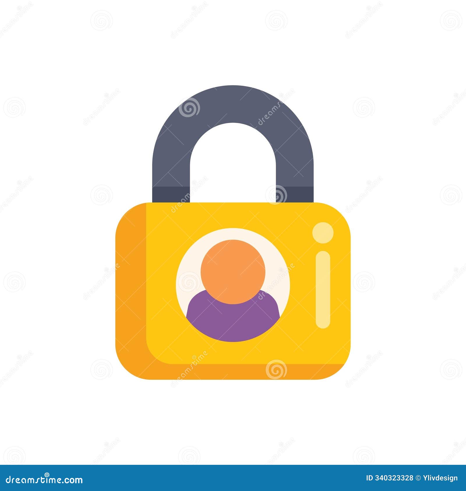 Yellow Padlock Protecting User Profile with Information Symbol Stock ...