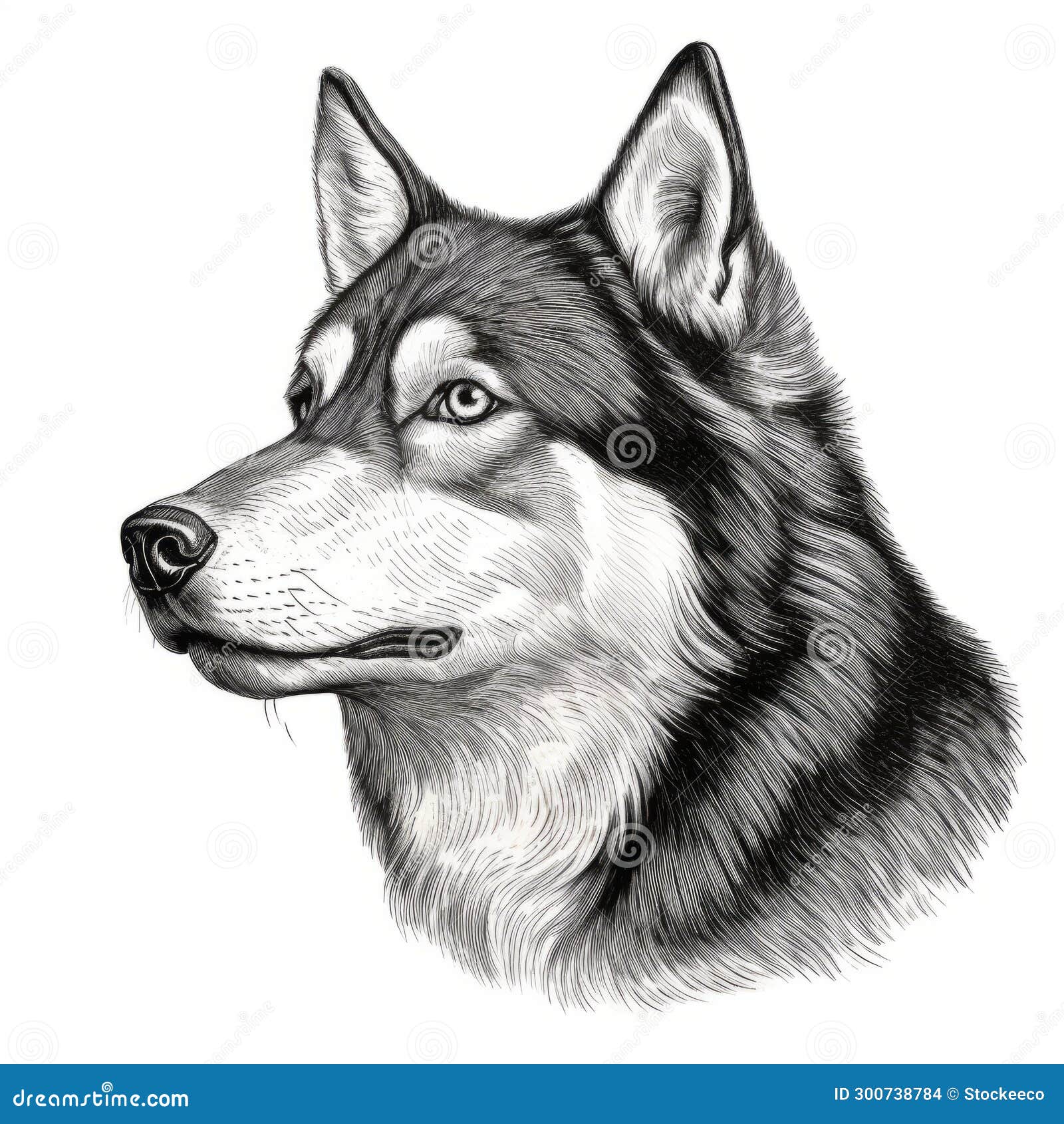 Realistic Husky Dog Head Drawing - Vector Illustration By Jon Foster ...