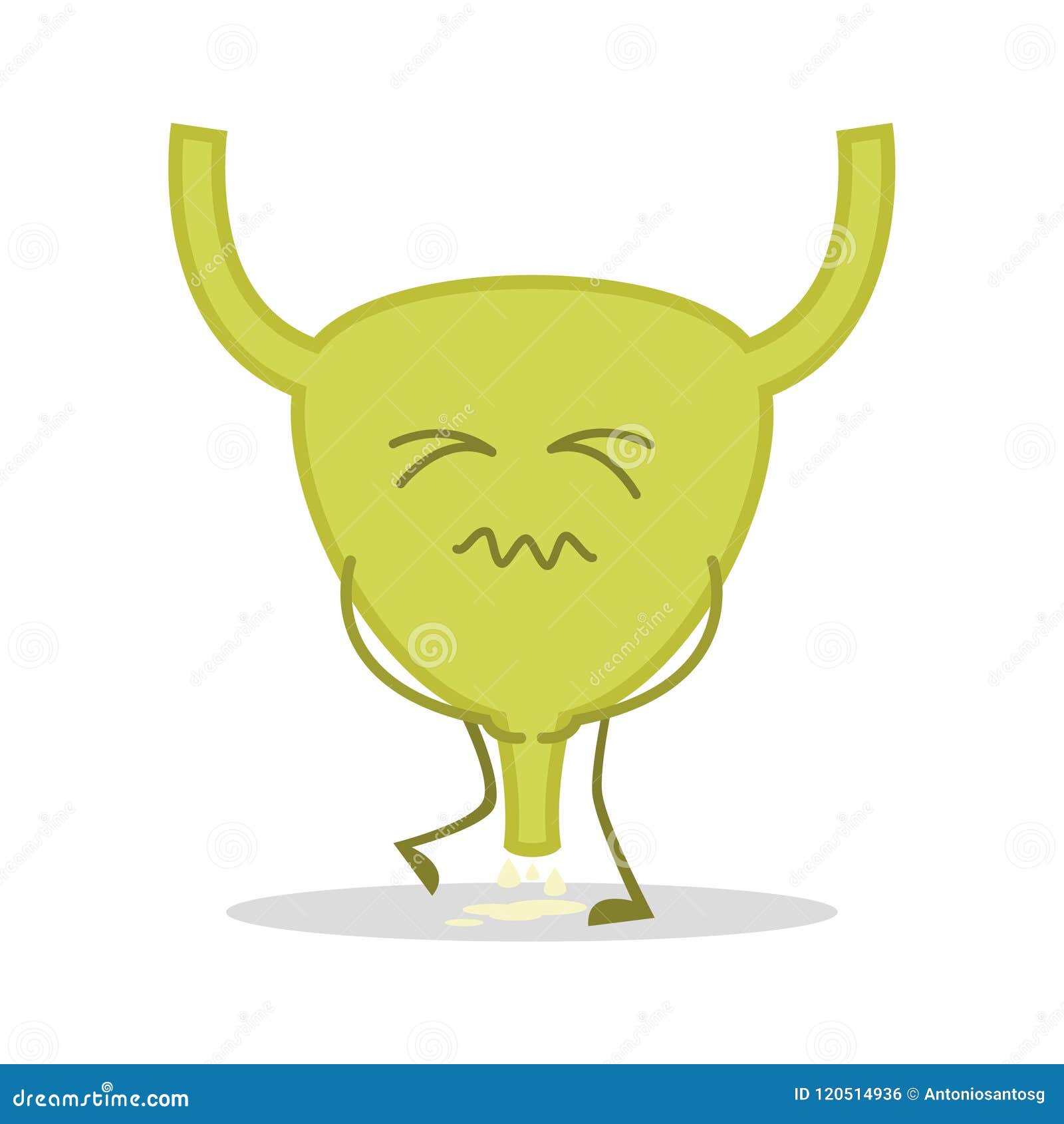 Sick Bladder With Pain Ache Or Disease. Sad Cartoon Character Bladder ...
