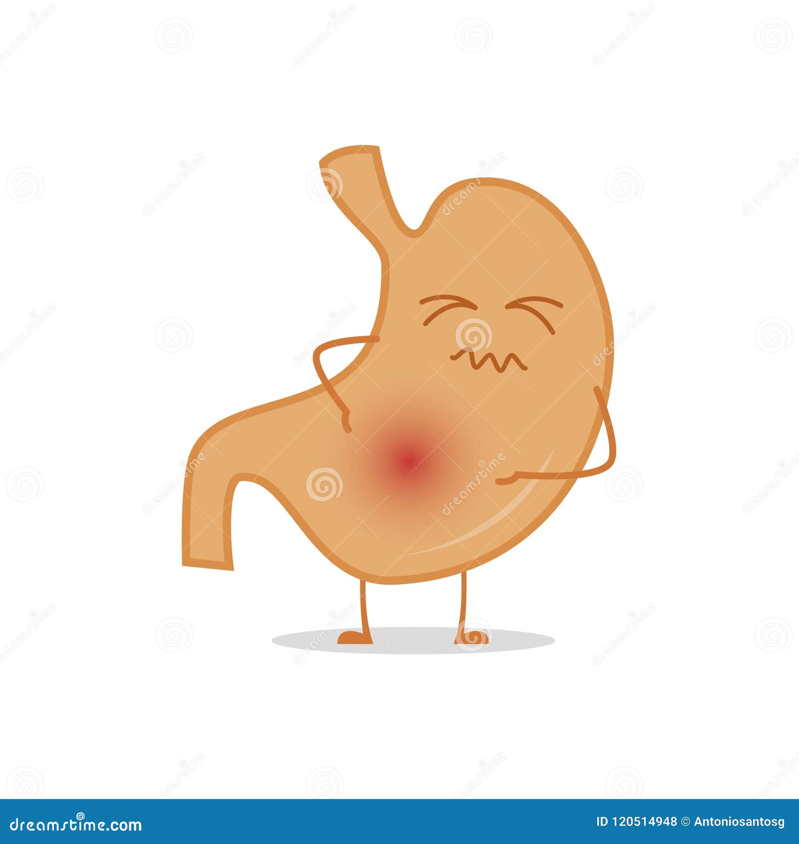 Vector Illustration of a Sick and Sad Stomach. Stock Vector ...
