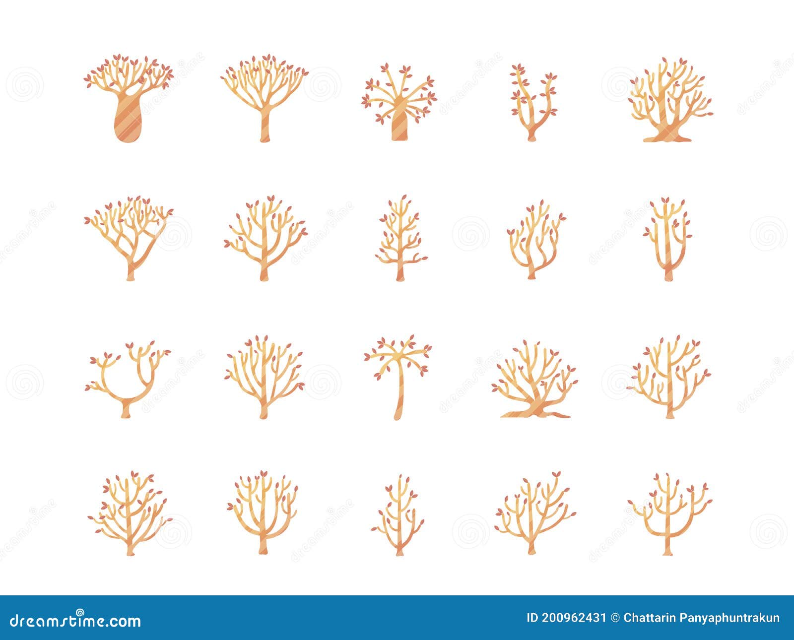 Vector Illustration of Side View Dead Tree Isolated on White Background ...