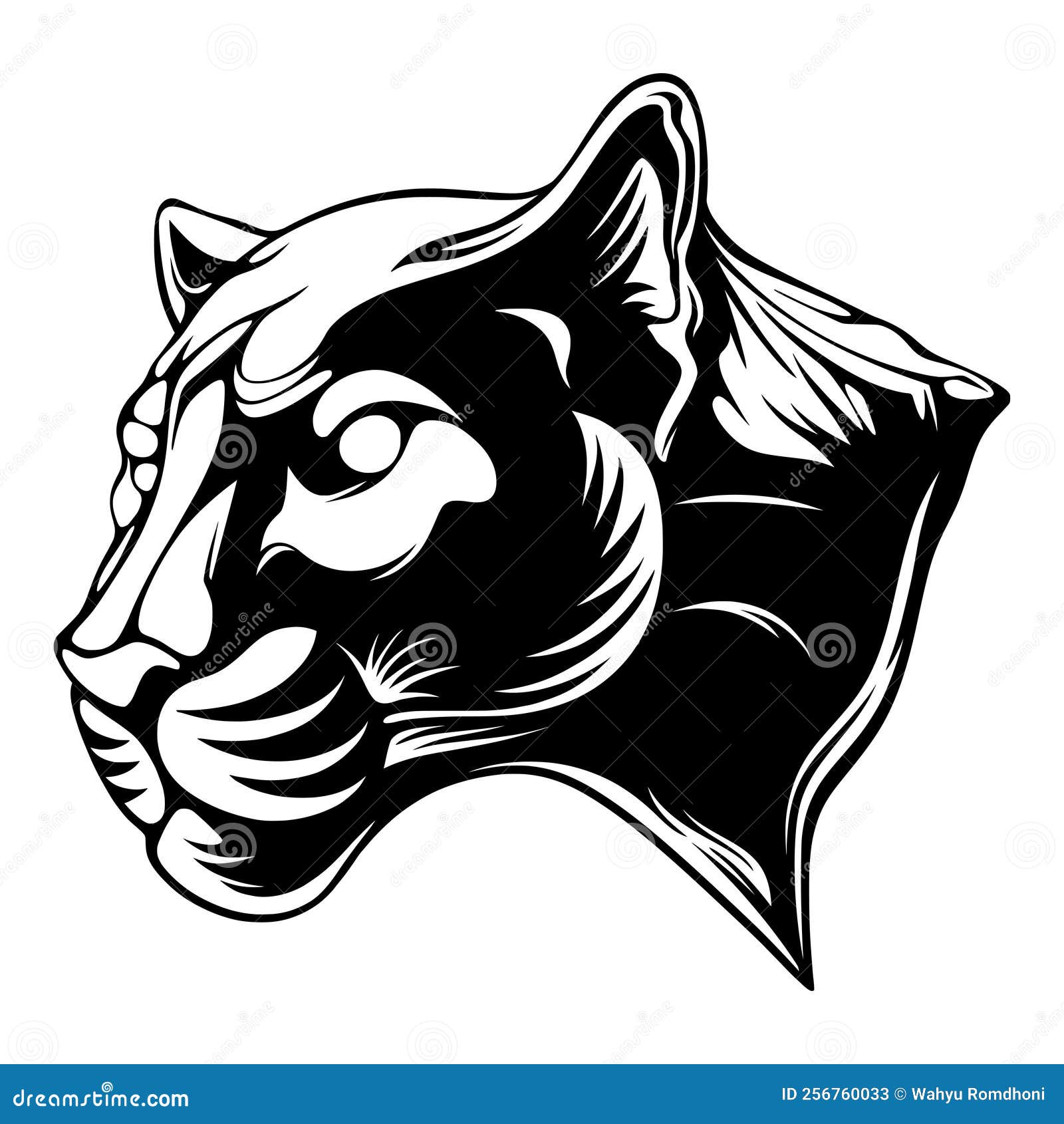 Vector Illustration Side View of Panther Head with Spooky and Evil Pose ...