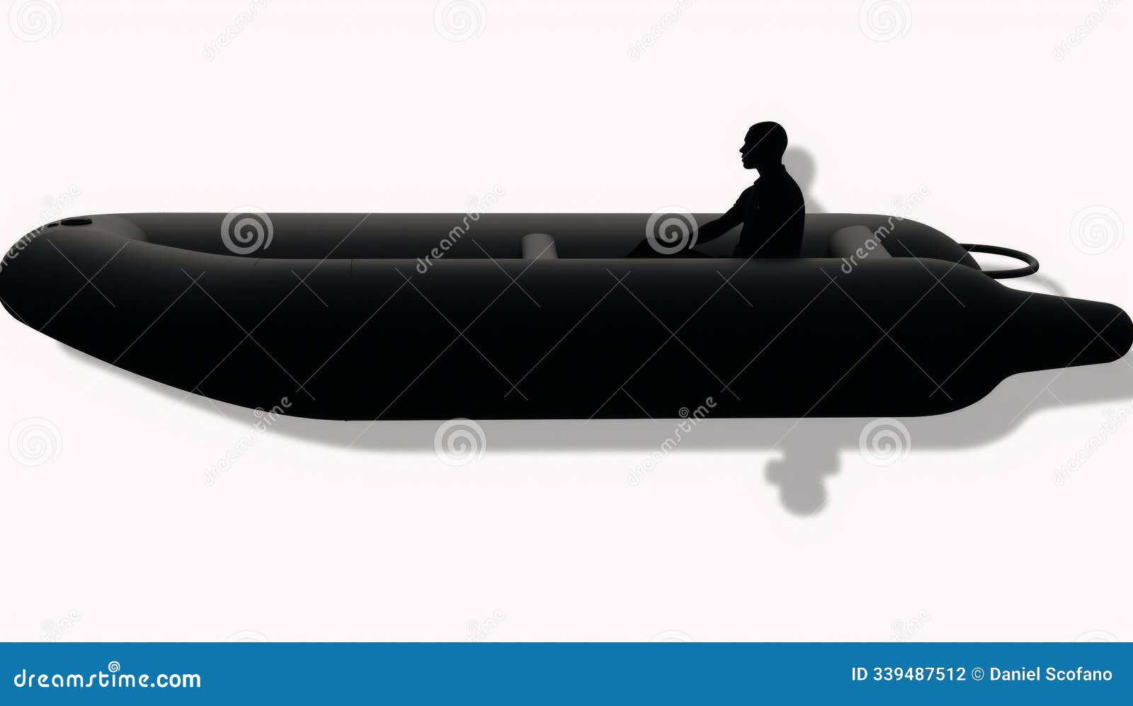Vector Illustration Side View Silhouette of Isolated White Raft ...
