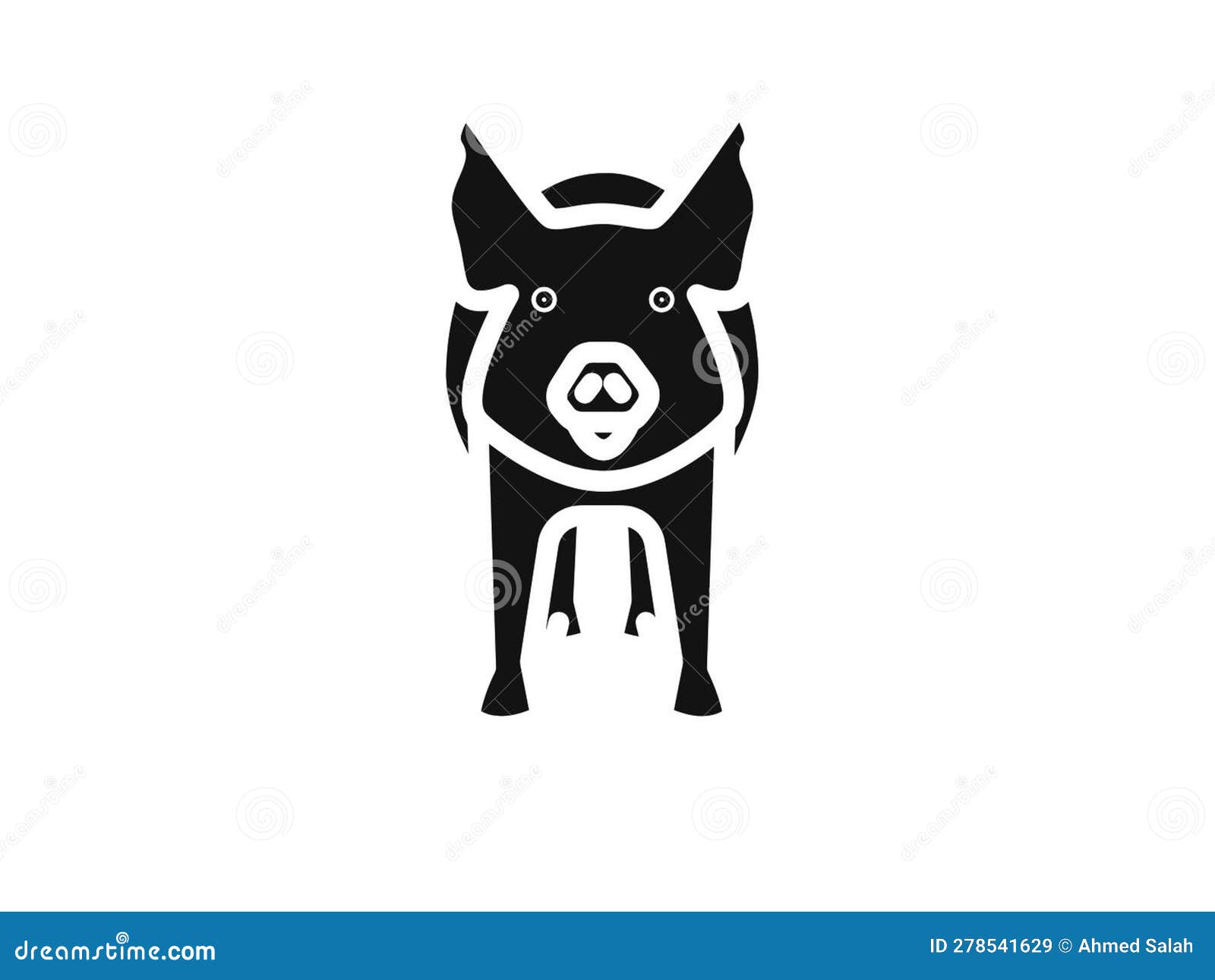Pig Front View Illustration Stock Illustration - Illustration of text ...