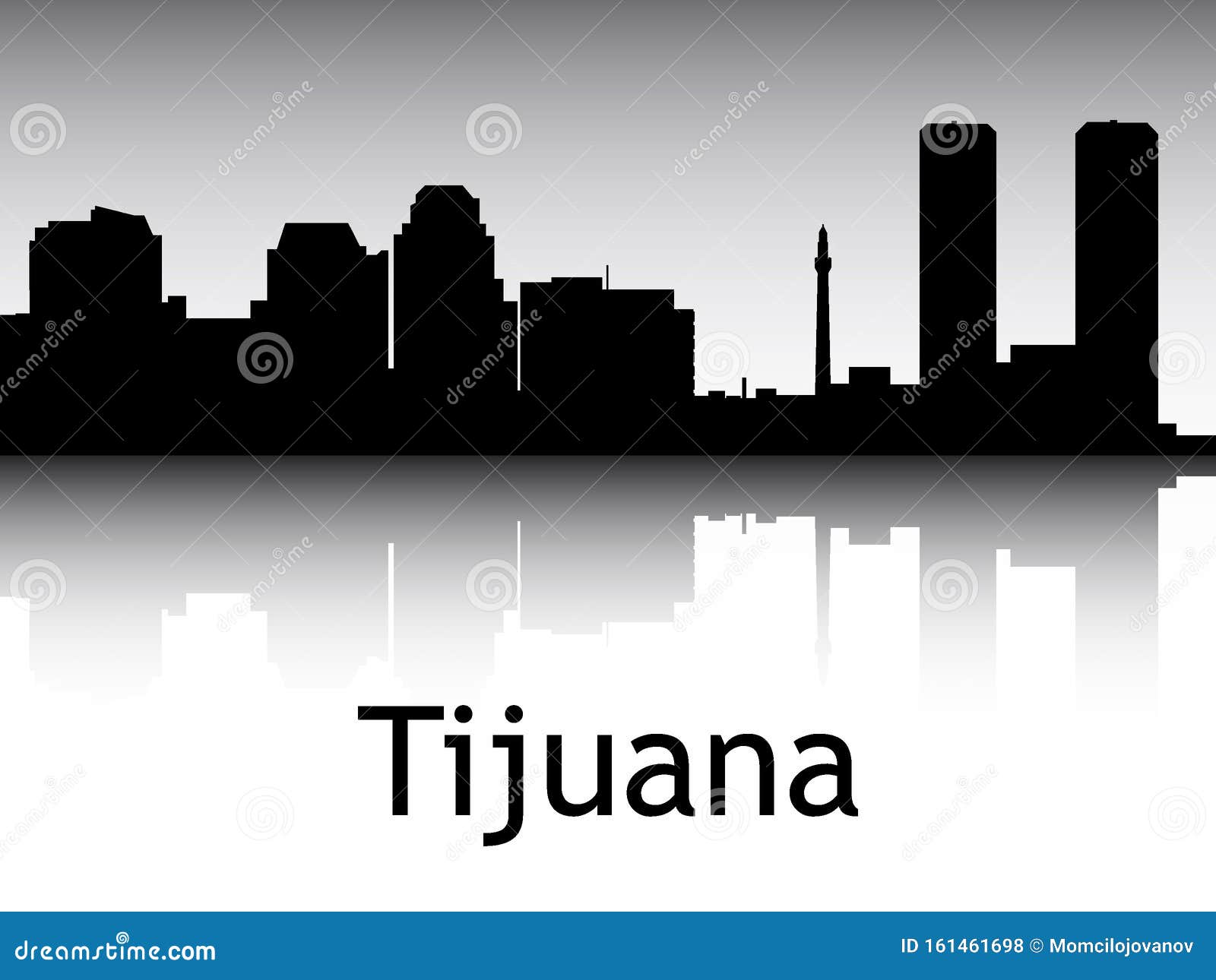Tijuana Silhouette Skyline. Mexico - Tijuana Vector City, Mexican ...
