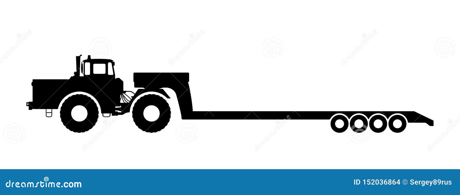 Silhouette of a Tractor with a Trailer. Stock Vector - Illustration of ...