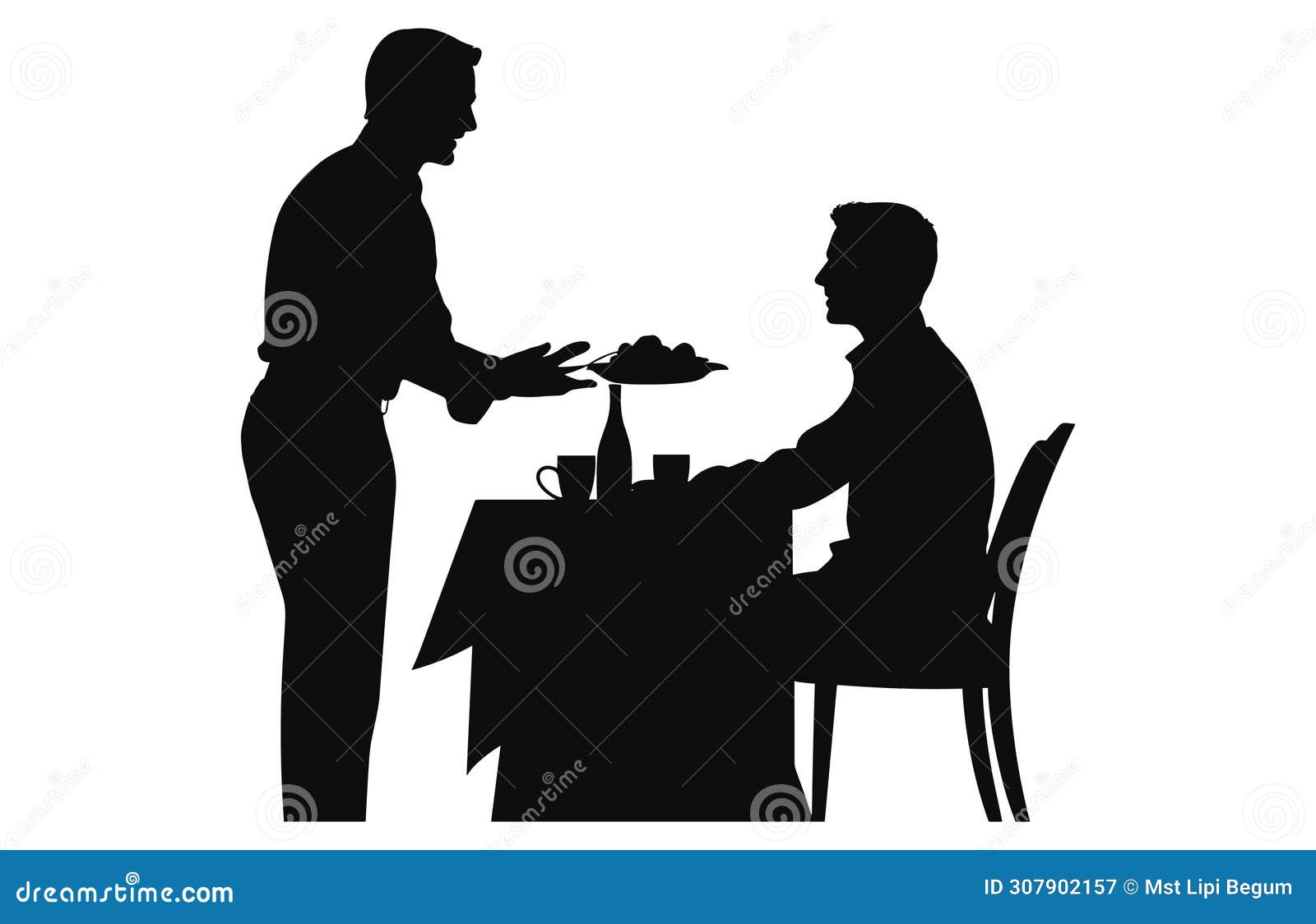 Chef and Waiter Activity Silhouette, Vector Illustration of Silhouettes ...