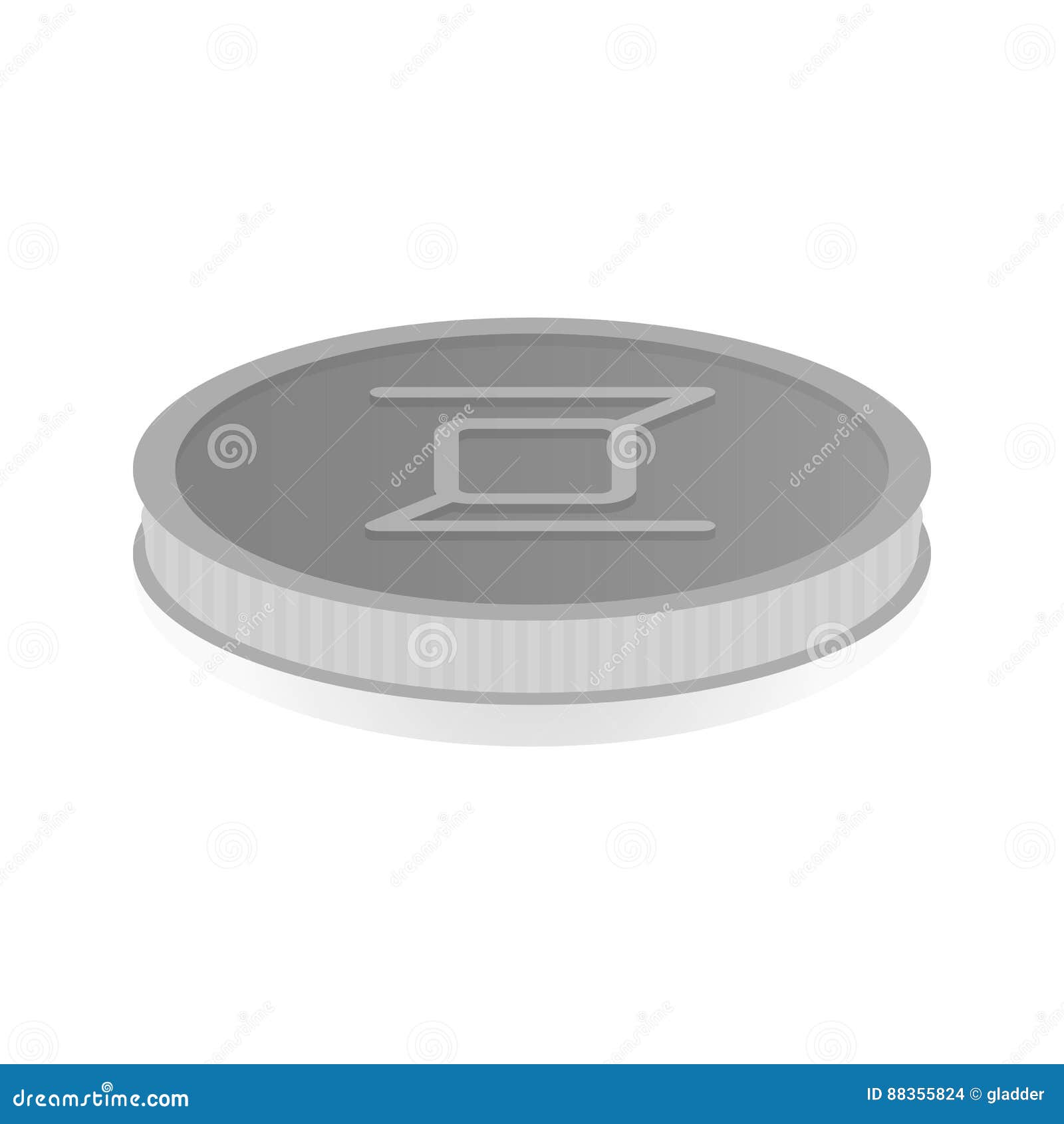 Vector Illustration of a Silver Coin with the Symbol Cryptocurrency ...