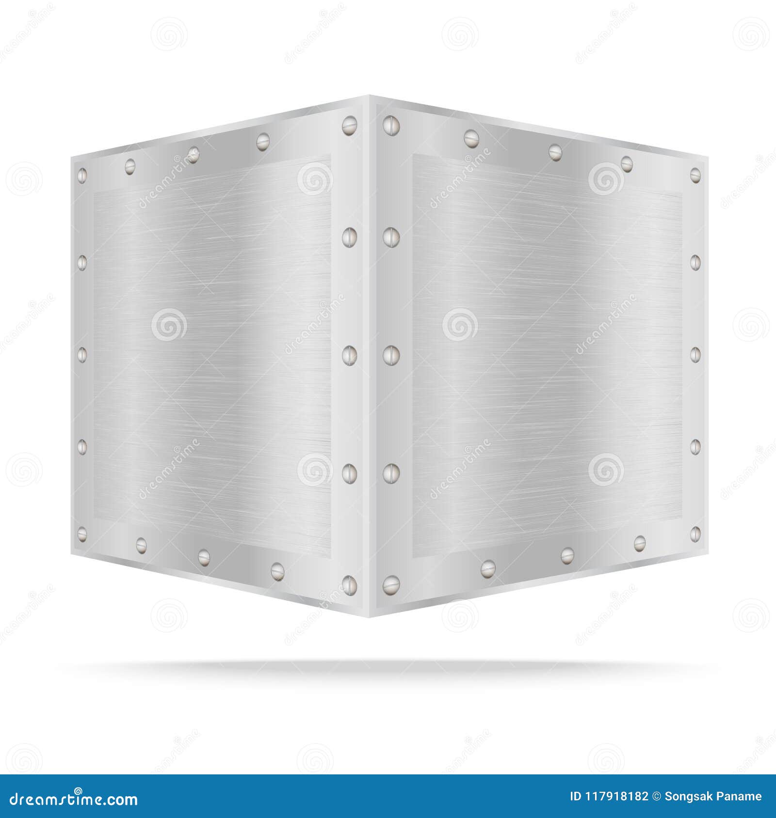 Silver metal box on white stock vector. Illustration of plate - 117918182