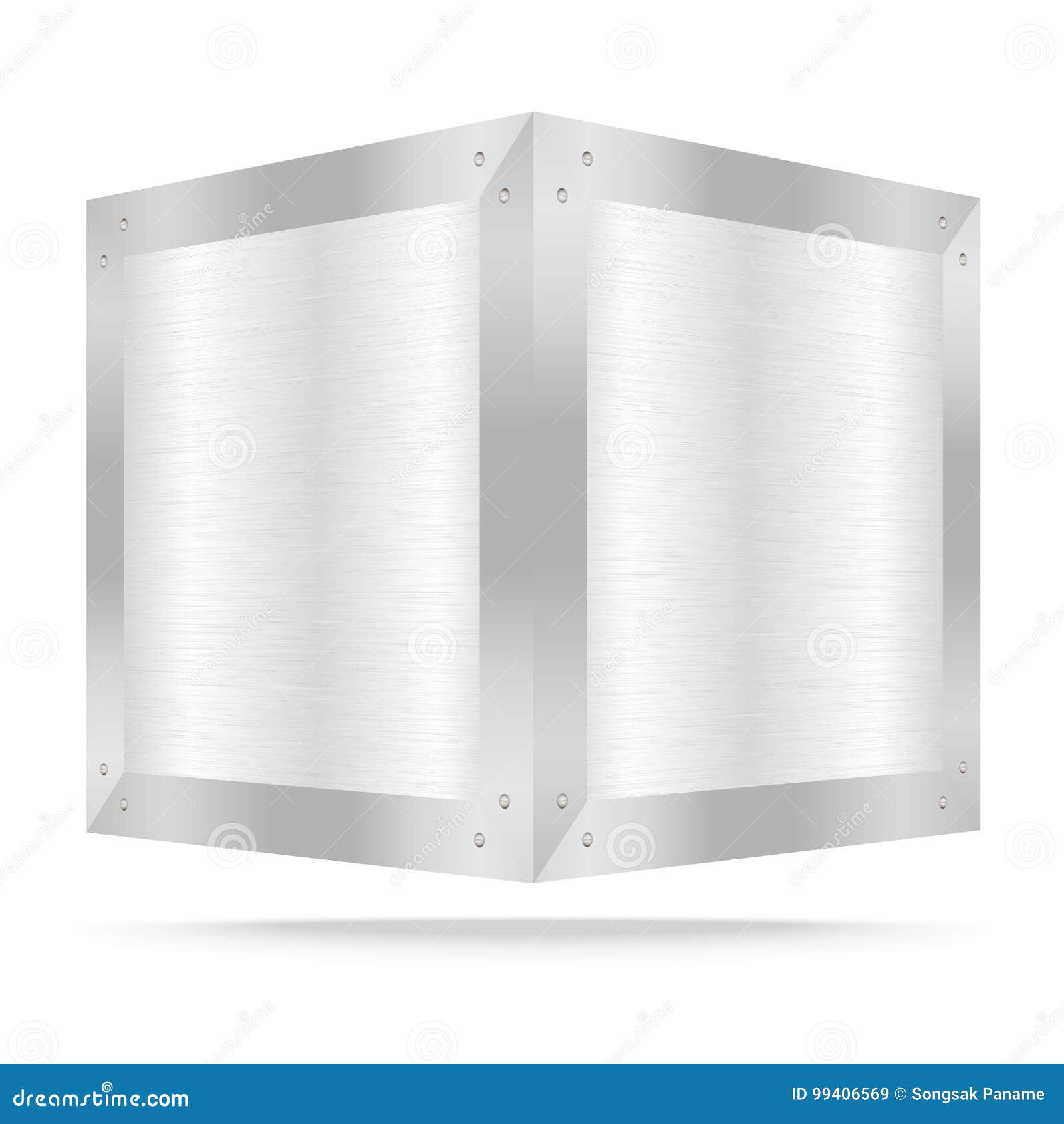 Silver metal box on white stock vector. Illustration of metallic - 99406569