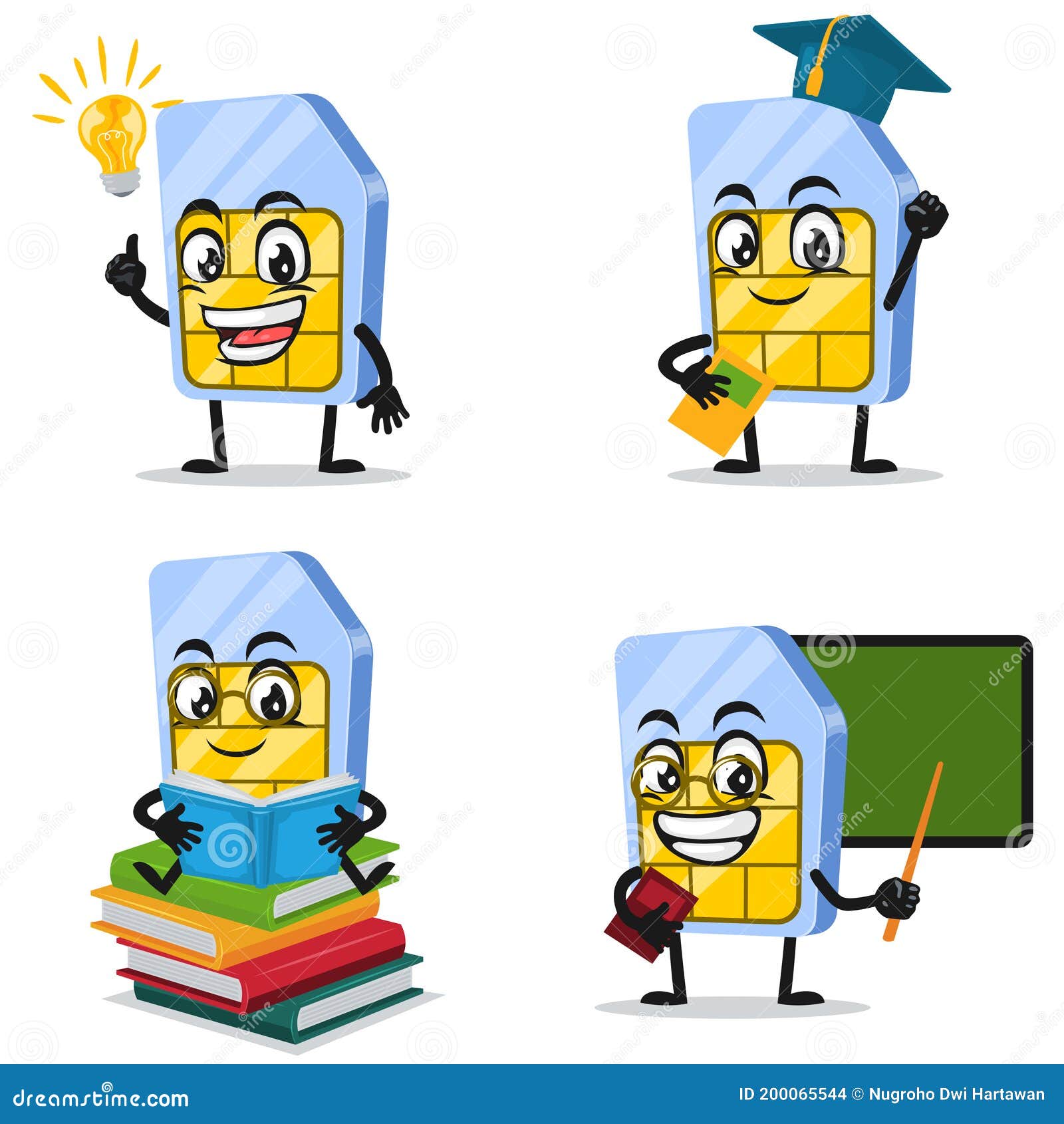 Vector Illustration of Sim Card Mascot or Character Stock Vector ...