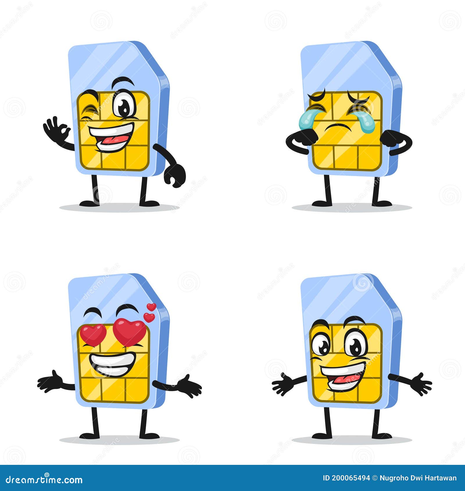 Vector Illustration of Sim Card Mascot or Character Stock Vector ...